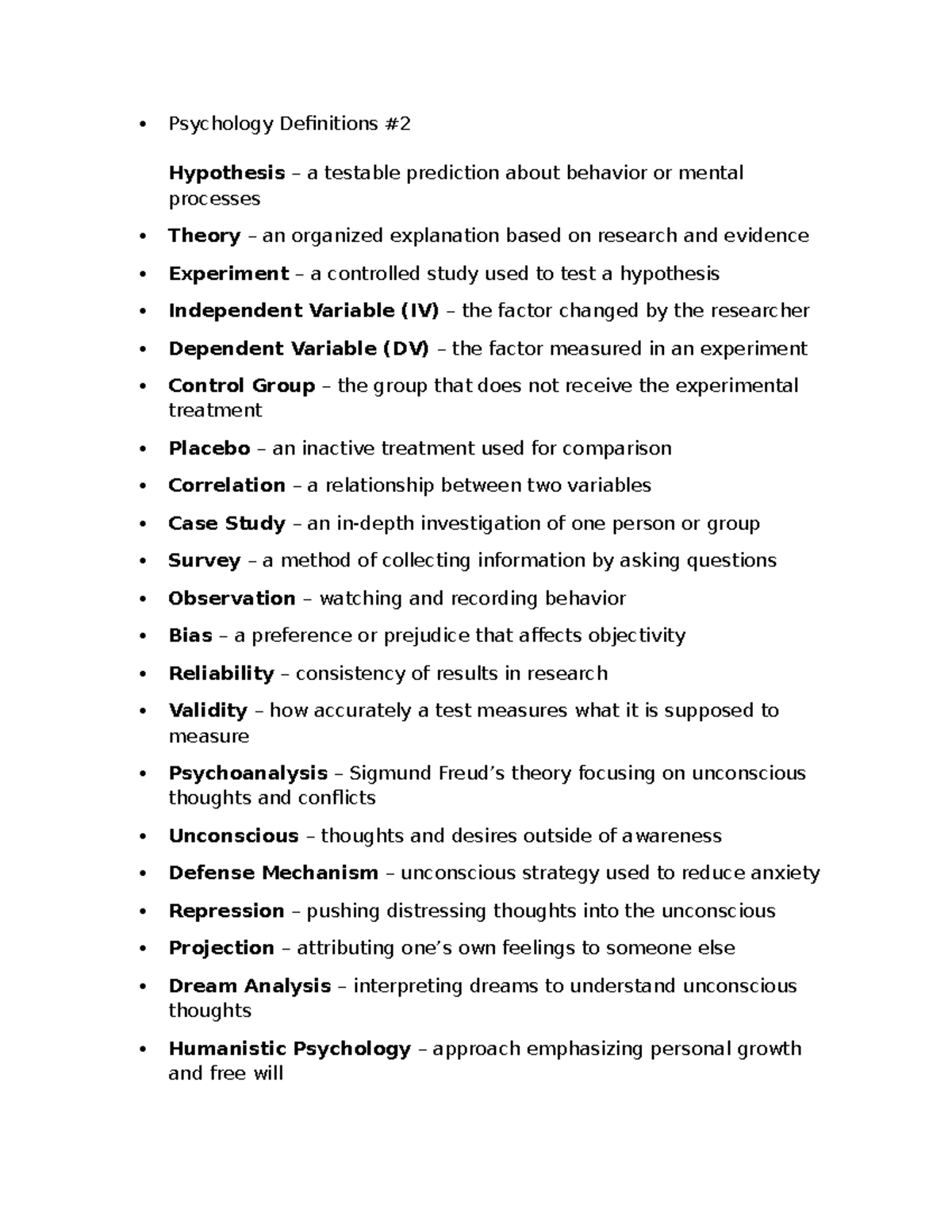 Psychology Definitions: Key Terms and Concepts #2 - Studocu