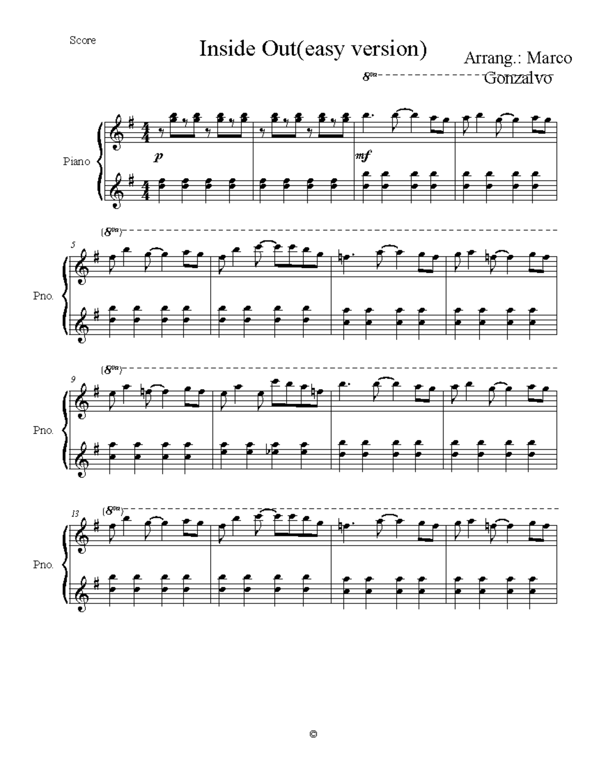 Inside Out Soundtrack – Easy Version Sheet Music - Studocu