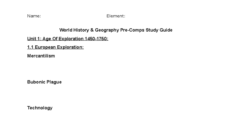 World History Geography Study Guide: Unit 1-4 Overview - Studocu