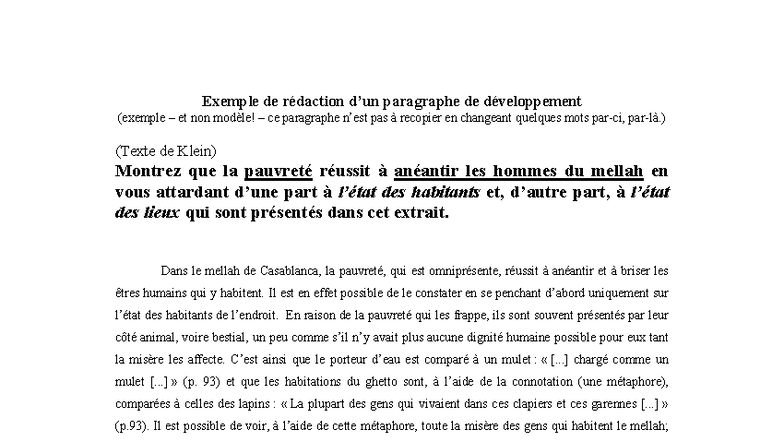 Exemple de rédaction - Klein - 2e version - Exemple de rédaction d’un ...