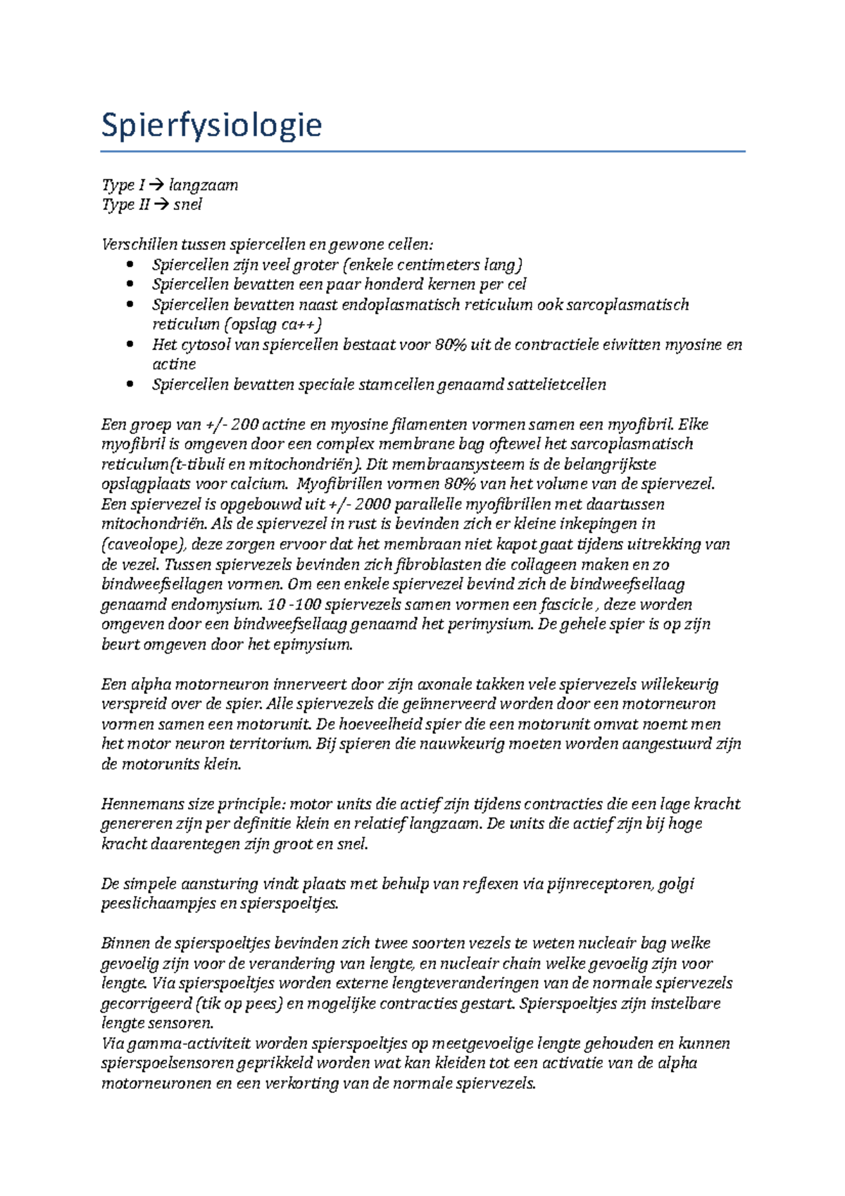 Spierfysiologie: Verschillen en Functionele Kenmerken van Spiervezels ...
