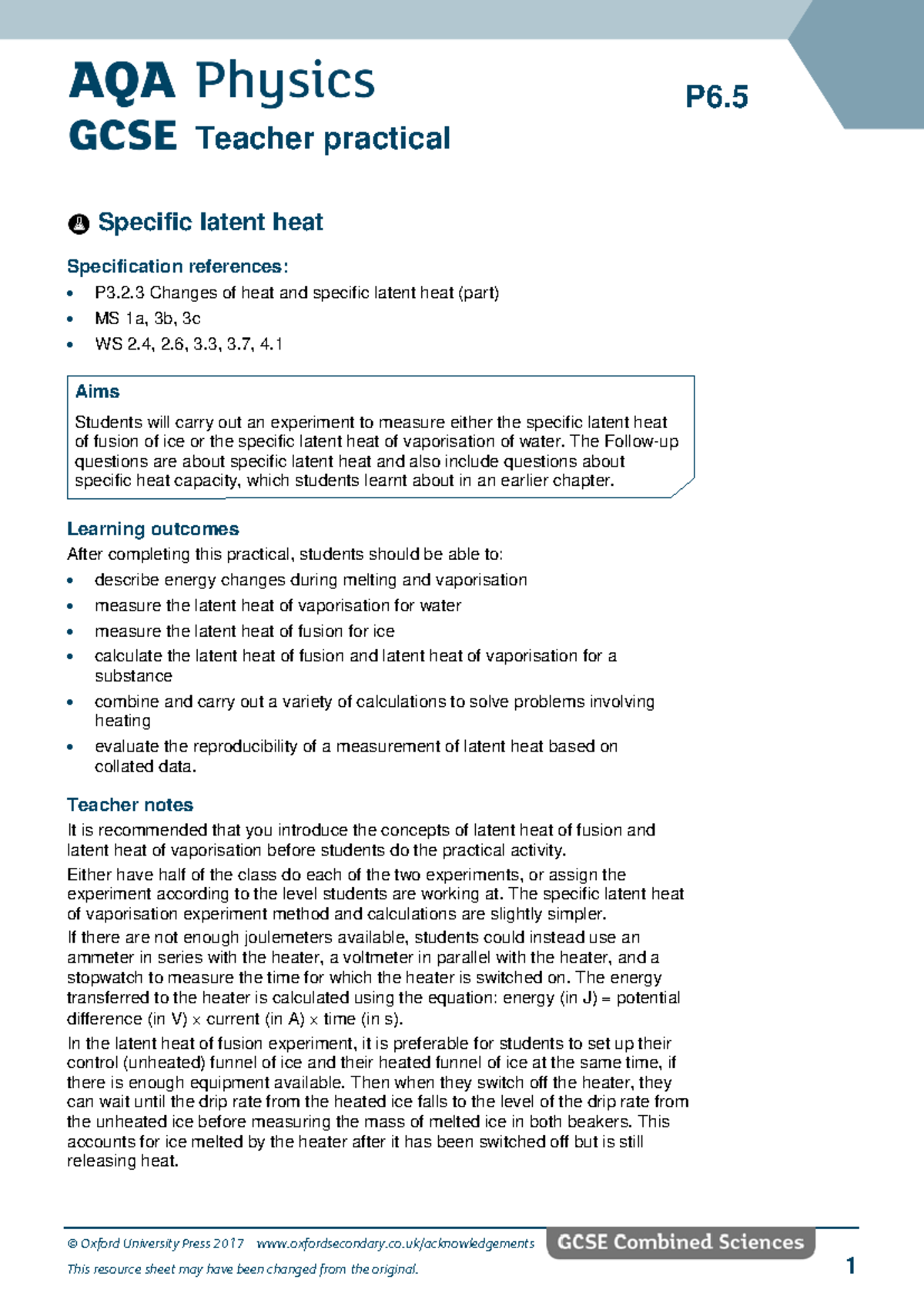 GCSE Physics Practical: Investigating Specific Latent Heat Concepts ...