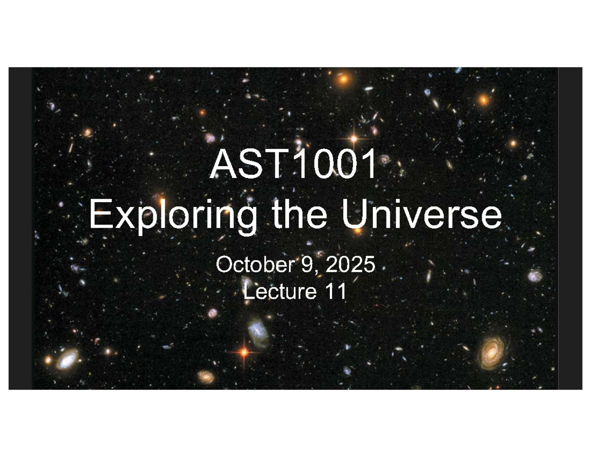 AST1001 Lecture 11: Exploring Telescopes, Asteroids & Comets - Studocu