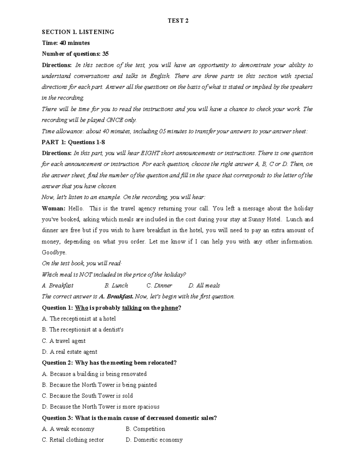 Listening Test 2, 3, 4 and 5: Comprehensive Overview and Questions ...