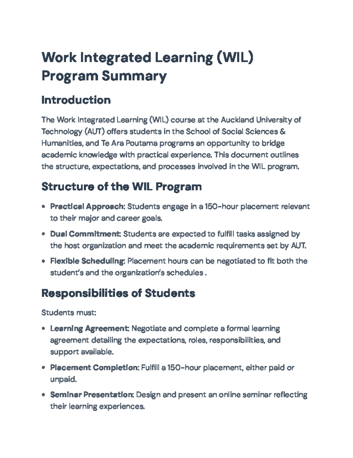 Work Integrated Learning (WIL) Program Overview - AUT Social Sciences ...