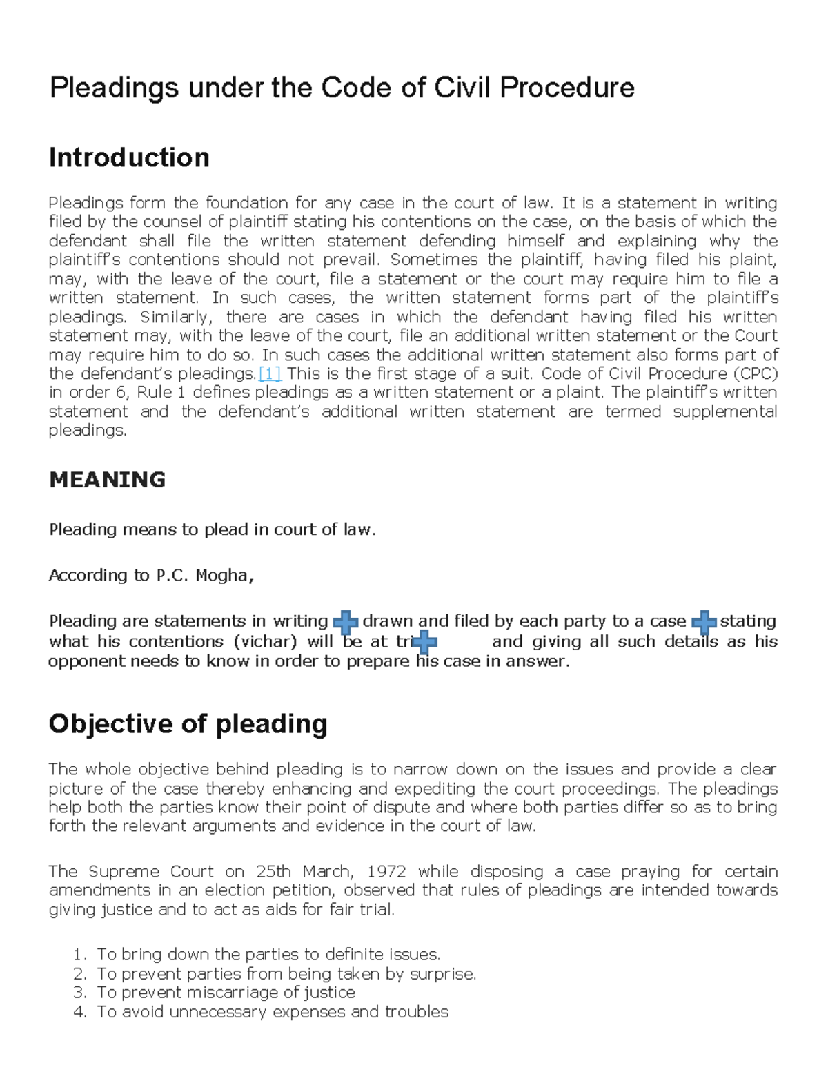 Understanding Pleadings Under the Code of Civil Procedure (CPC) - Pleadings under the Code of ...