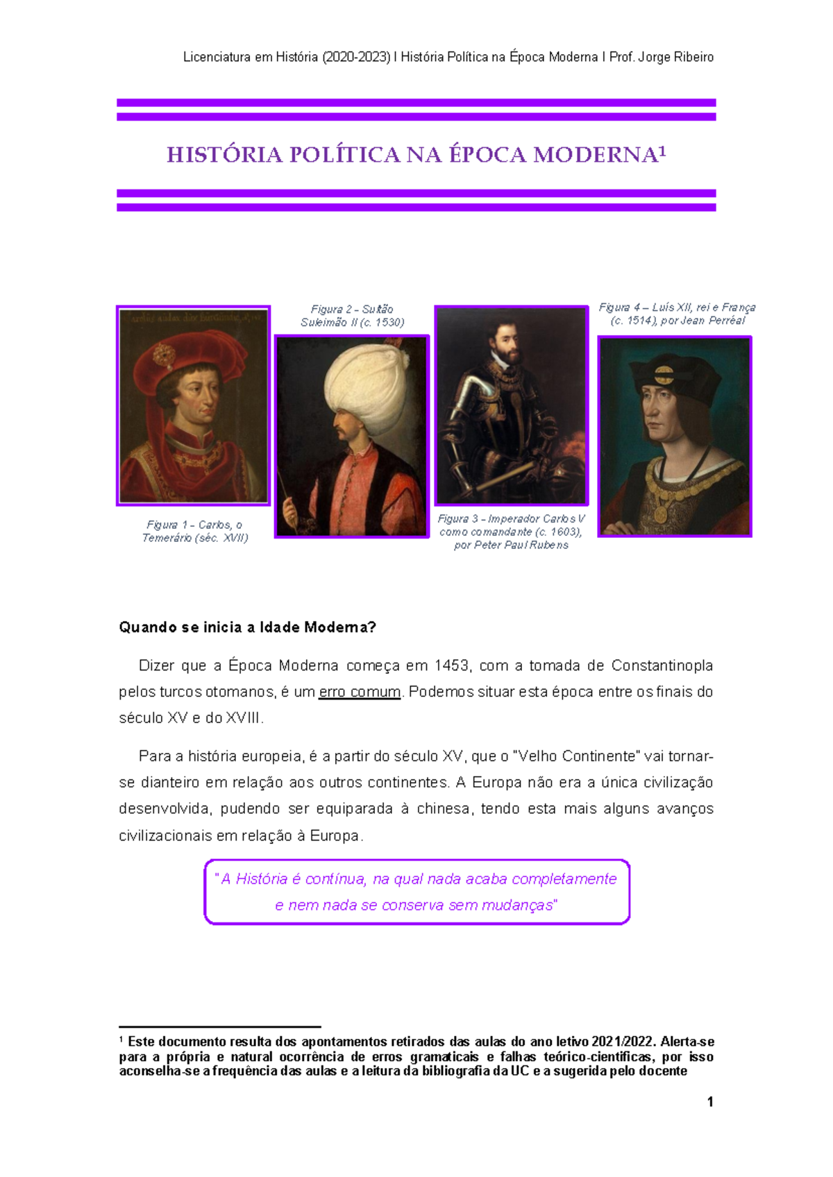 História Política na Época Moderna - Licenciatura em História I - Studocu