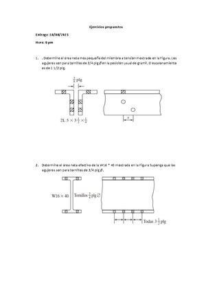 Clase 3 - Diseño EN Acero Y Madera - EJERCICIO: dadas, incluyendo el ...