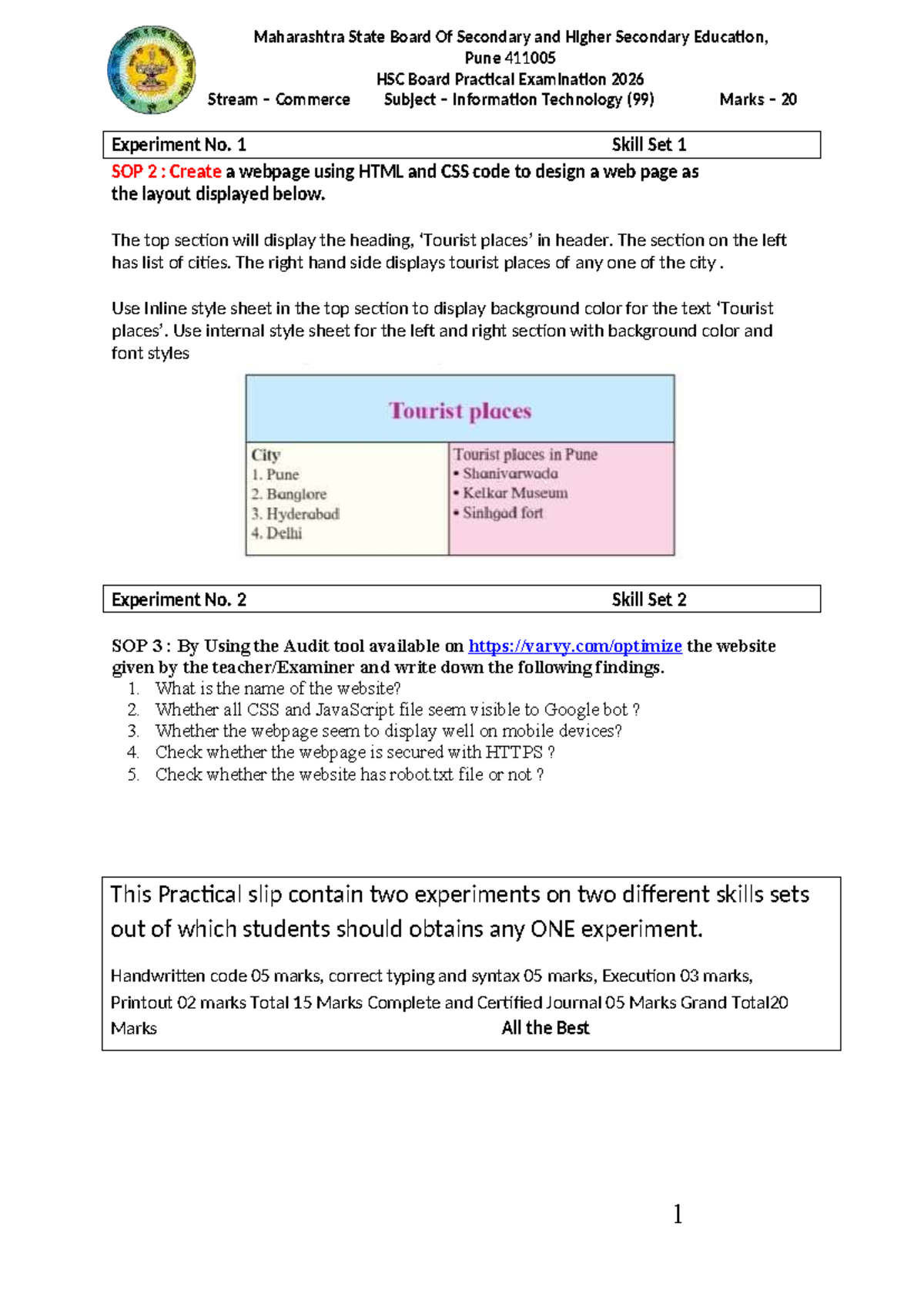 HSC Commerce IT Practical Exam 2026: Web Design & Accounting Tasks ...