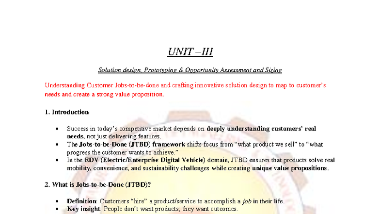 EDV UNIT-3[R23] - Solution Design & Prototyping for Customer Needs ...