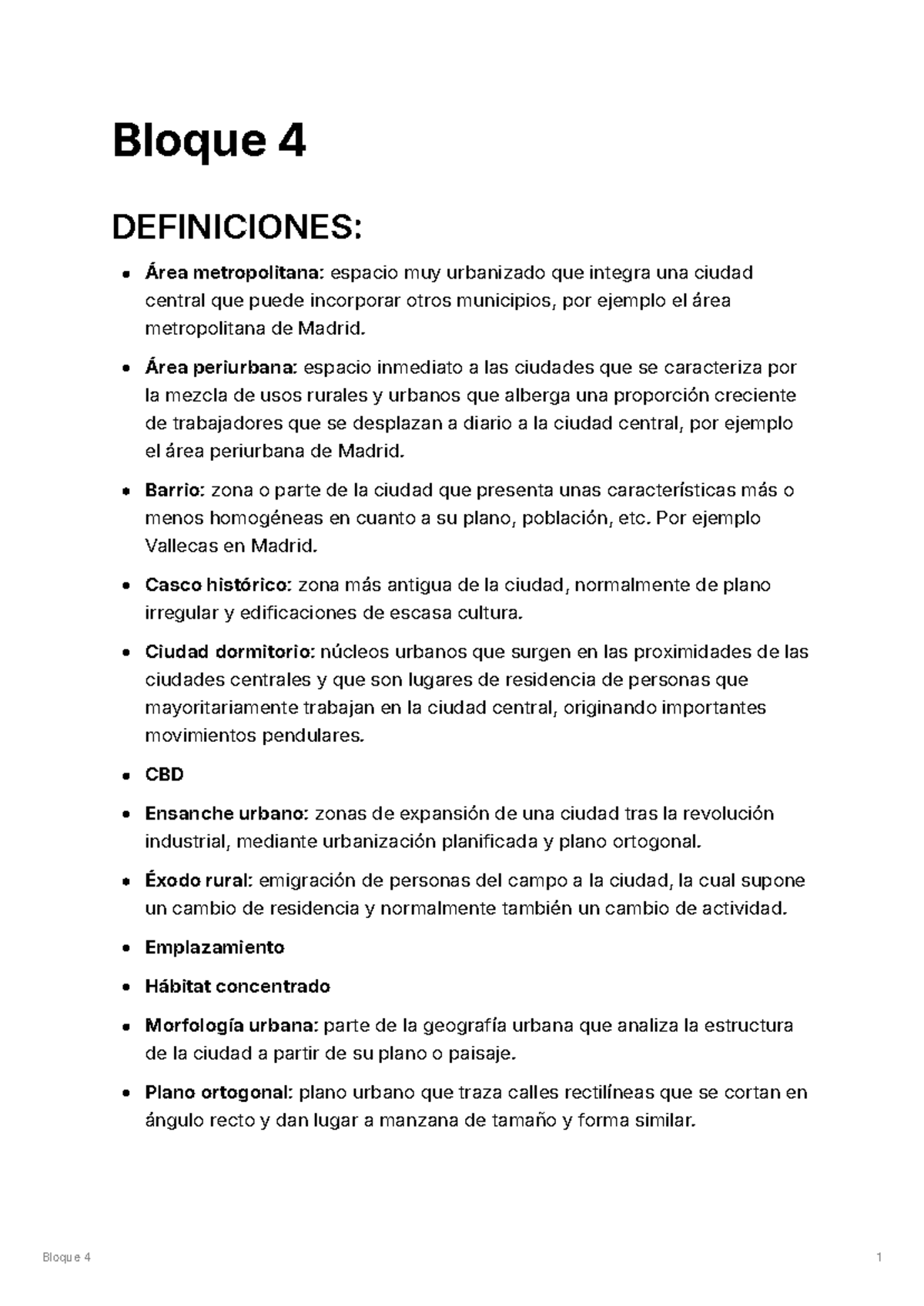 bloque t4 geografia - Bloque 4 DEFINICIONES: Área metropolitana ...