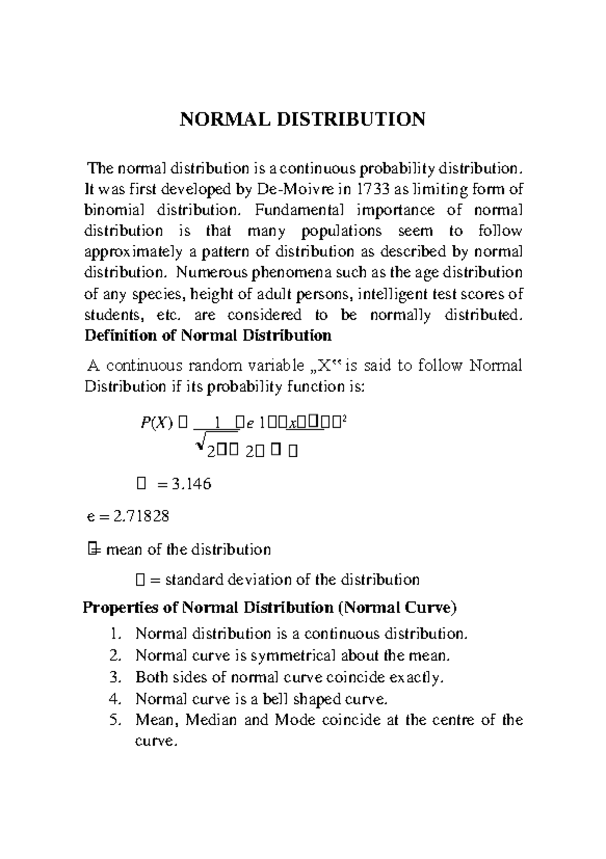 Normal Distribution - NORMAL DISTRIBUTION The normal distribution is a ...