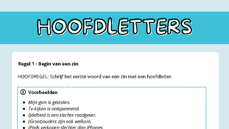 Les 9 - Extra - Hoofdletters en Regelgeving voor Hoofdletters - Studocu