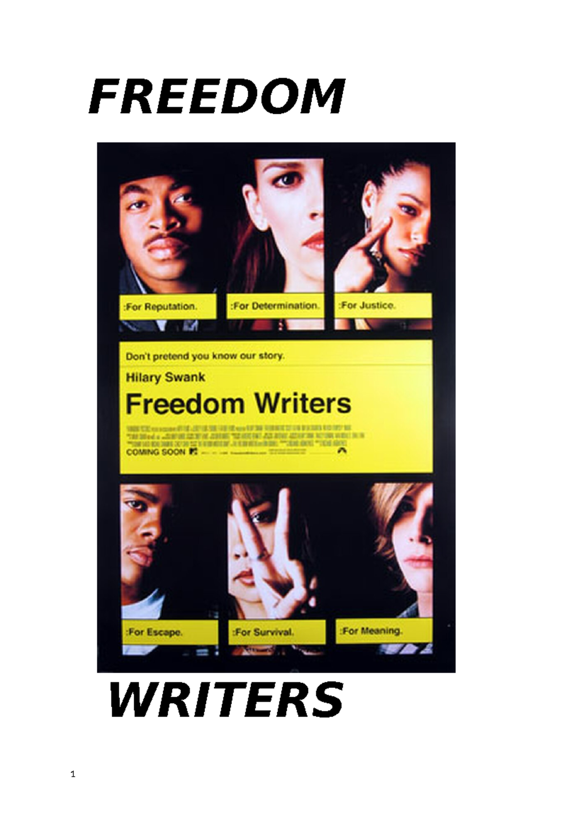 FREEDOM WRITERS 1: Analyse van Heldendom en Pesten in de Film - Studeersnel