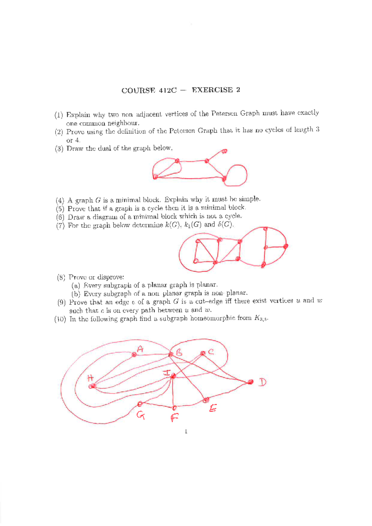 COURSE 412C EXERCISE 2: Properties and Proofs of the Petersen Graph ...