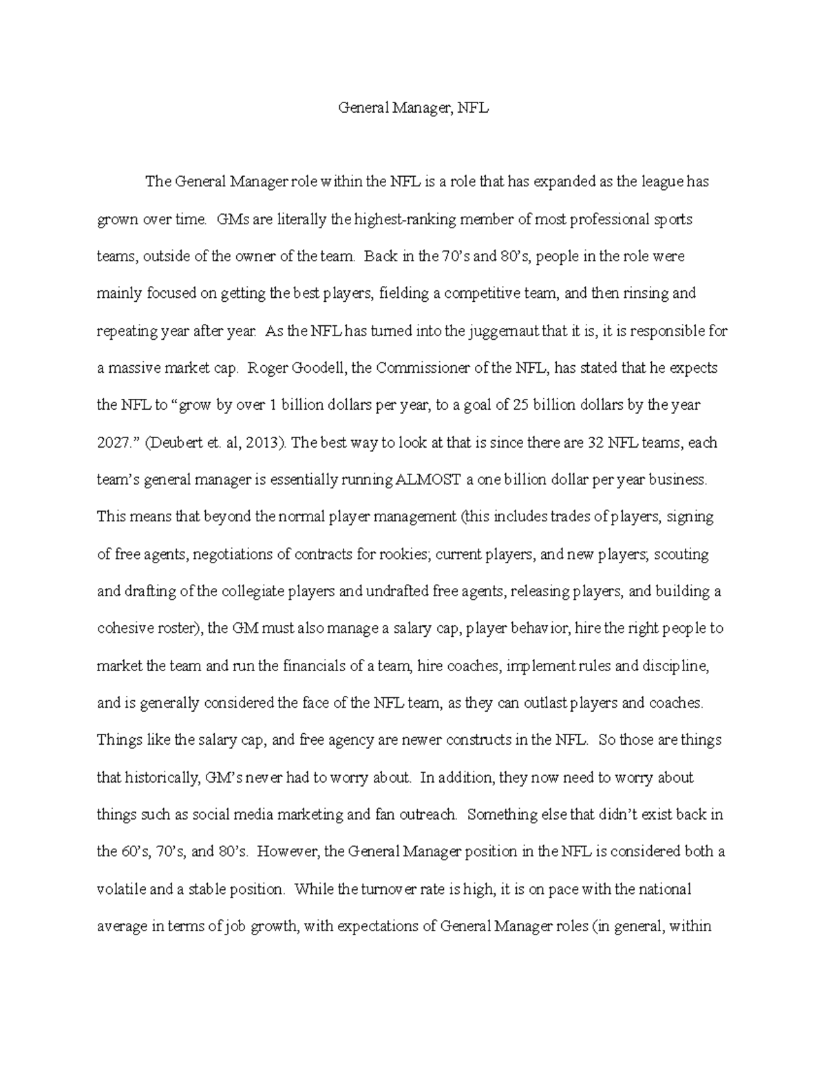 GM Prospectus - General Manager, NFL The General Manager role within ...