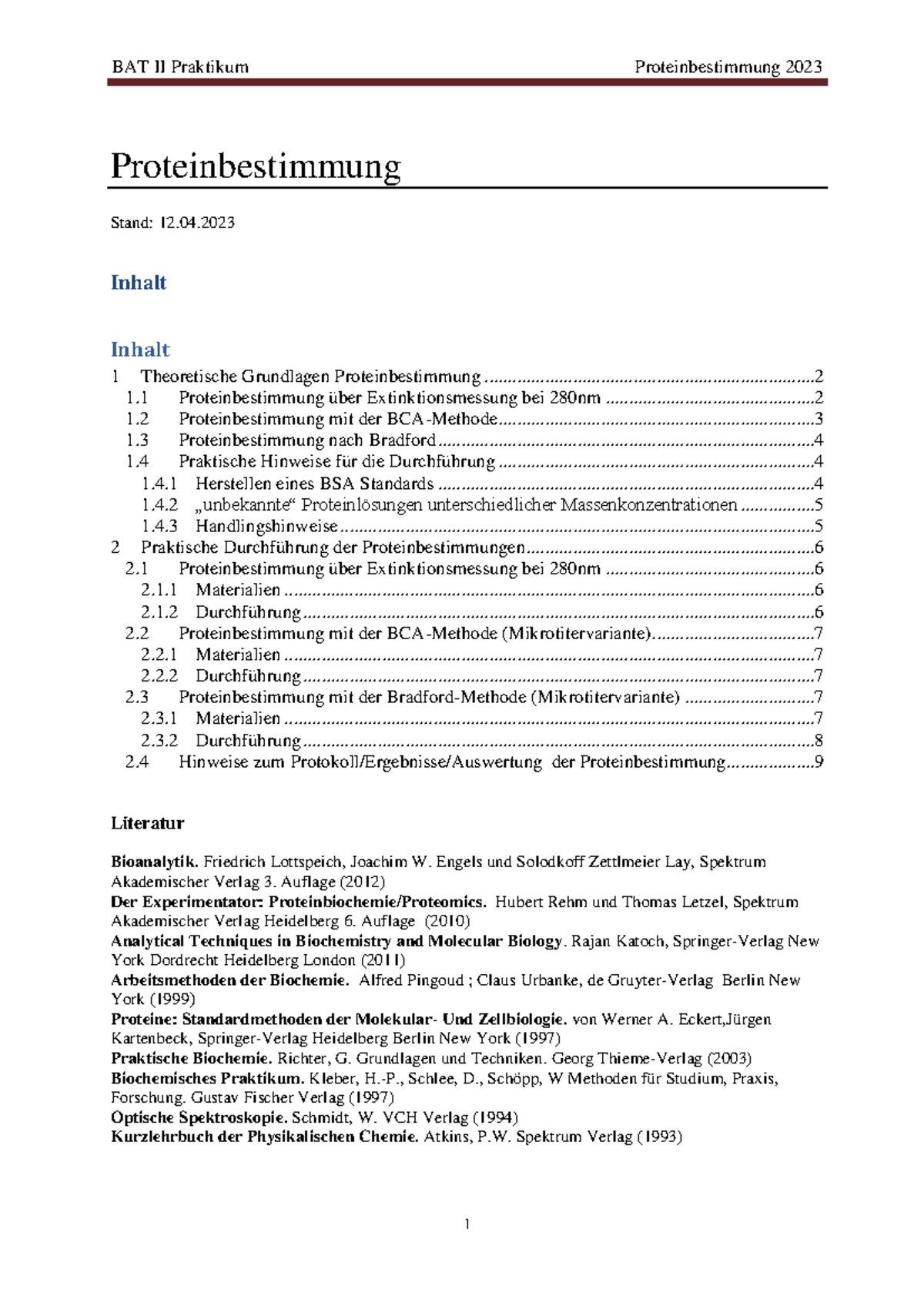 4. Skript zur Proteinbestimmung: Methoden & Protokolle für Biochemie ...