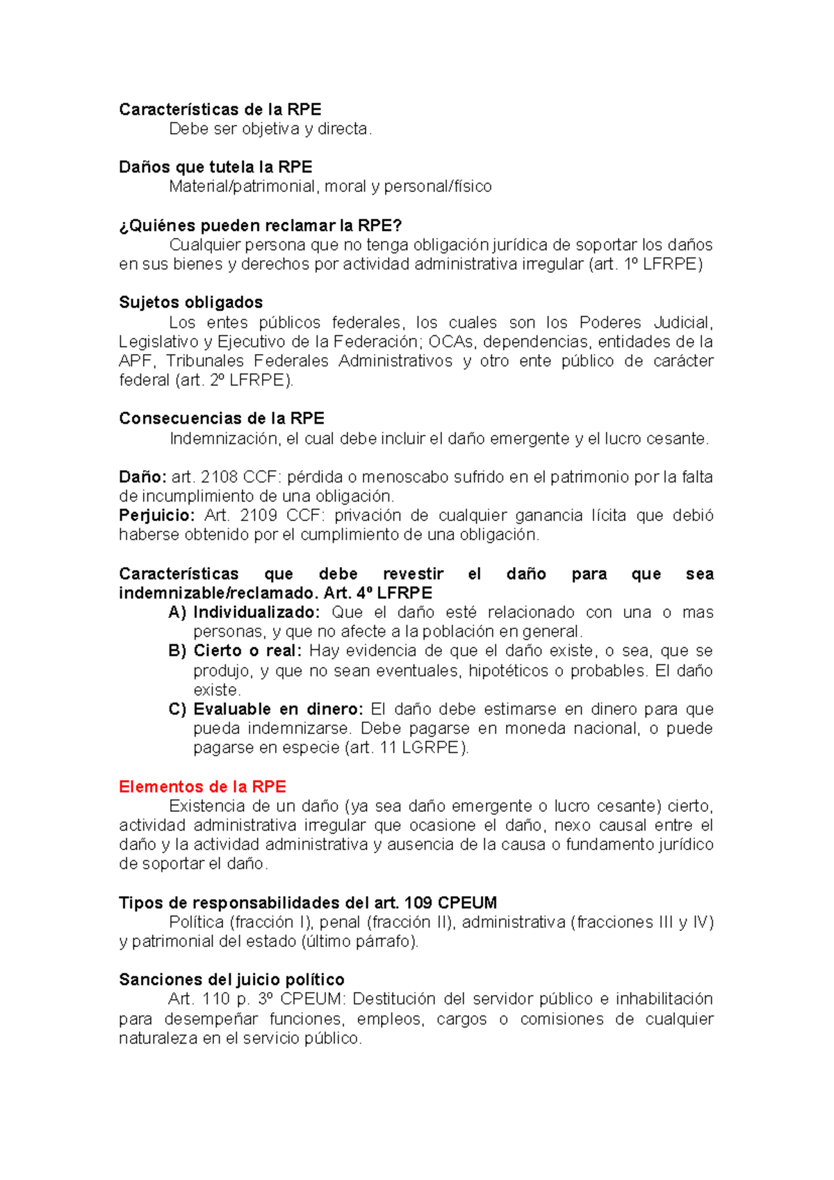 Examen Final RPE: Preguntas Clave sobre Responsabilidad Patrimonial del ...