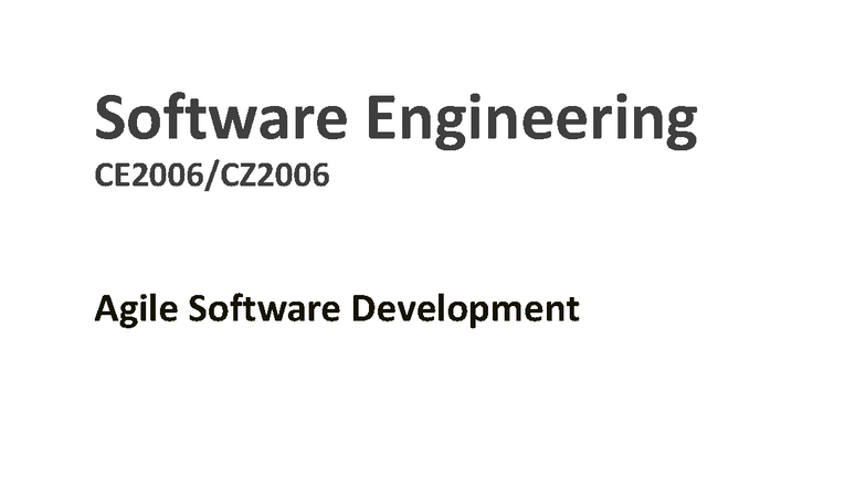 Agile Software Development Basics (CS101 - Lecture Notes) - Studocu
