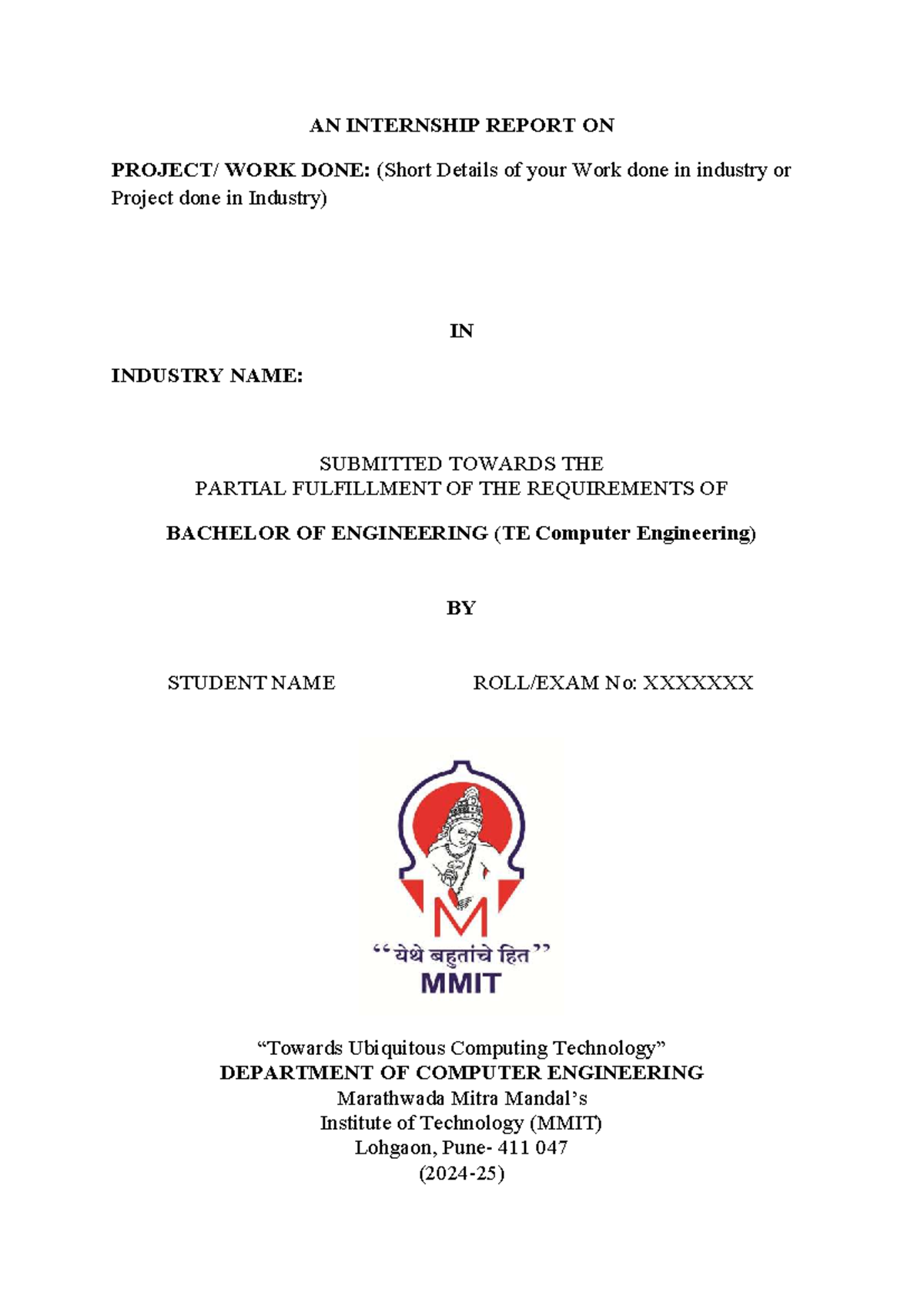 Internship report on work done in industry for TE Computer Engineering ...