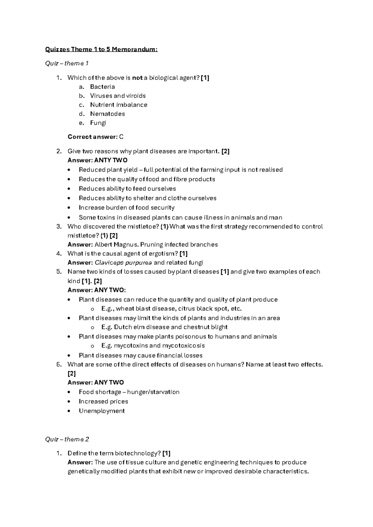 PLG262 - Quiz Memorandum for Themes 1 to 5 - Studocu