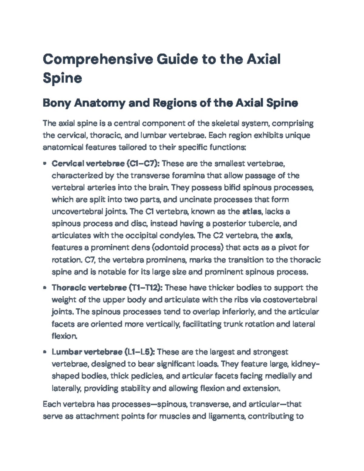 Comprehensive Overview of Axial Spine Anatomy and Biomechanics (ANAT ...