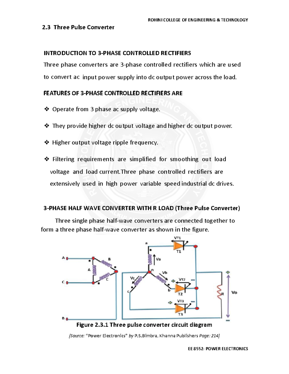 EE Power Electronics: Three Pulse Converter Overview - Studocu