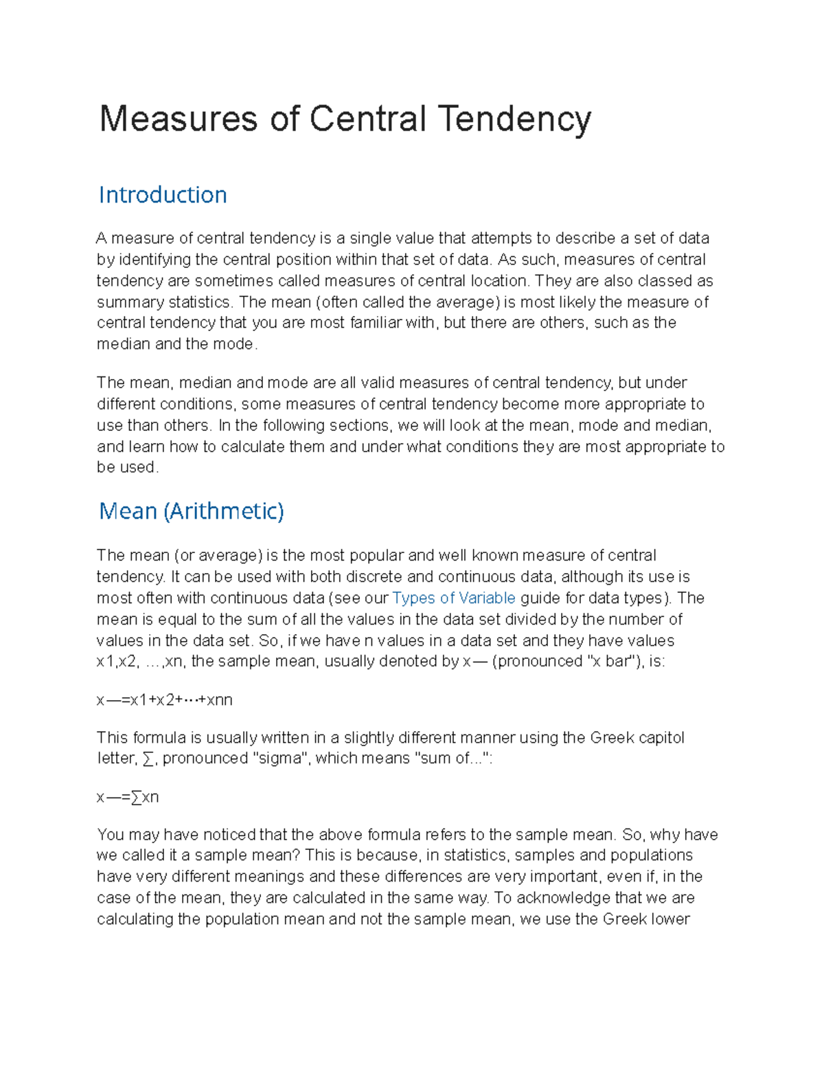 Measures of Central Tendency: Mean, Median, and Mode Explained - Studocu