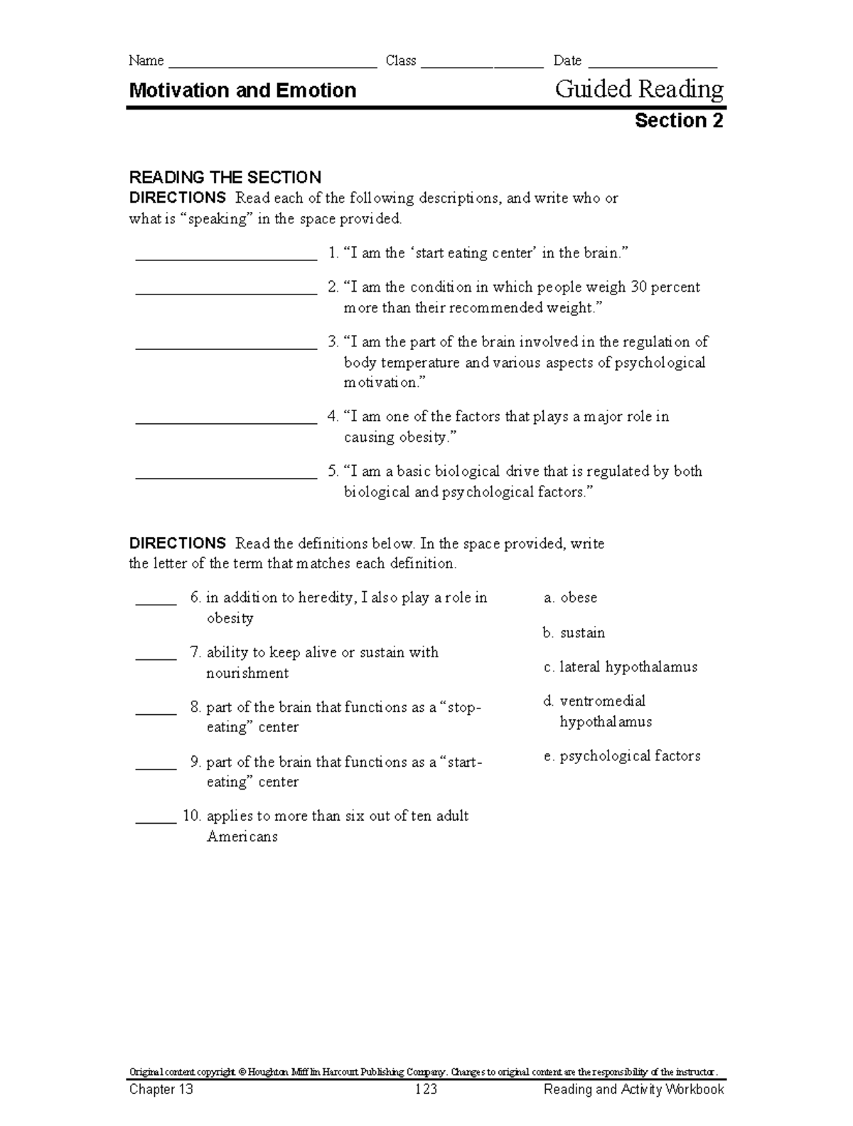 GRA C13S02 - Guided Reading on Motivation and Emotion - Studocu
