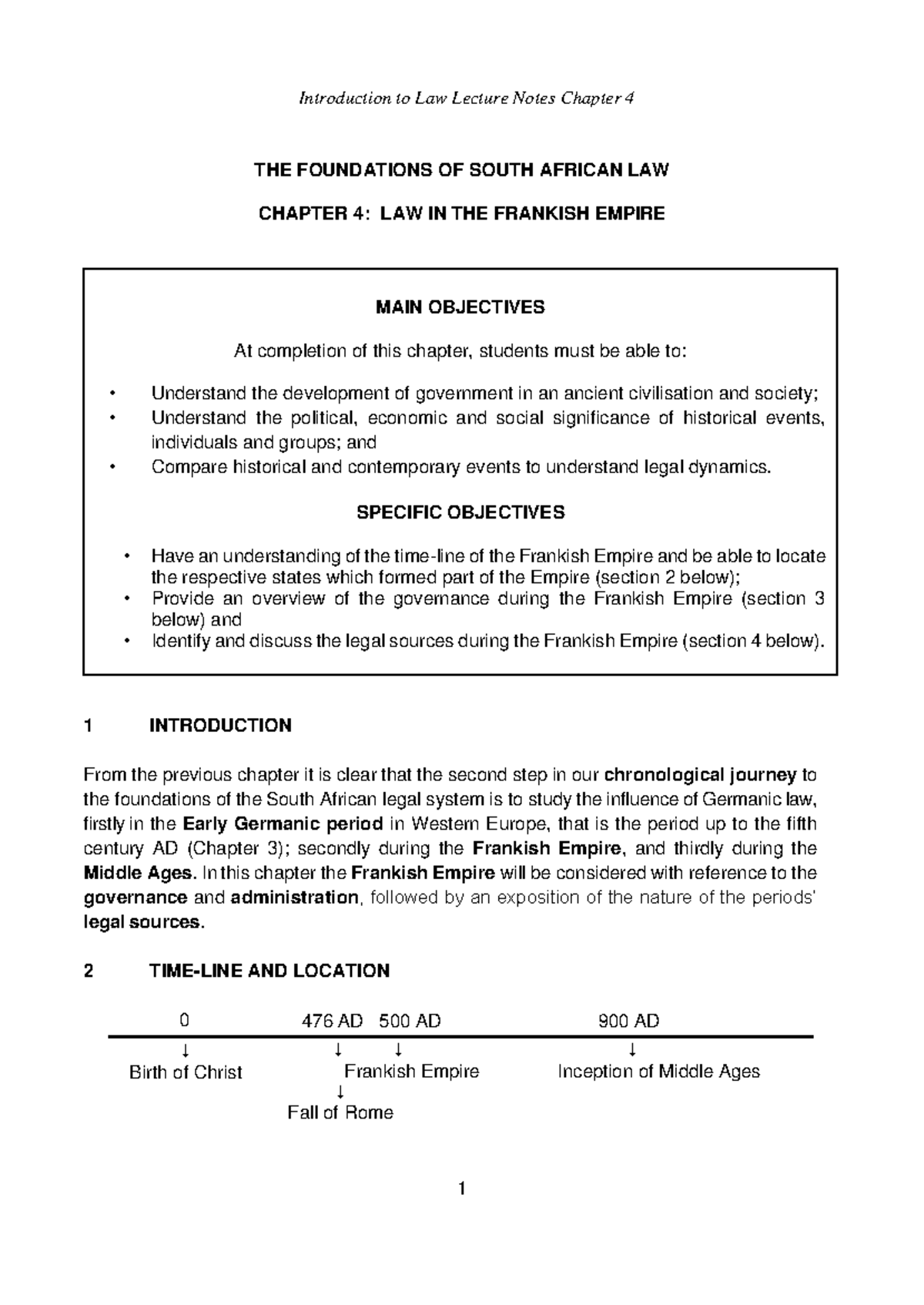 Introduction to Law Lecture Notes: Chapter 4 - The Frankish Empire ...