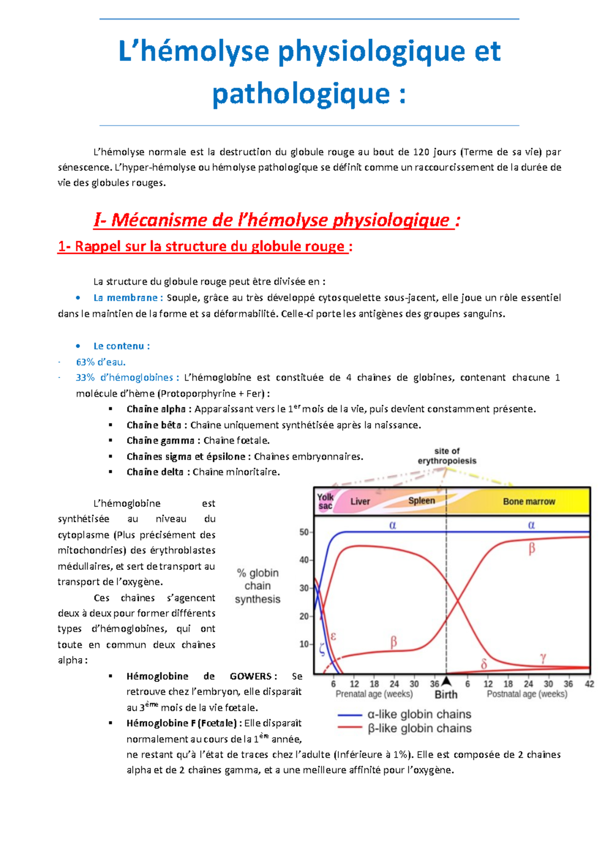 Introduction sur l'hémolyse - L’hémolyse physiologique et pathologique ...