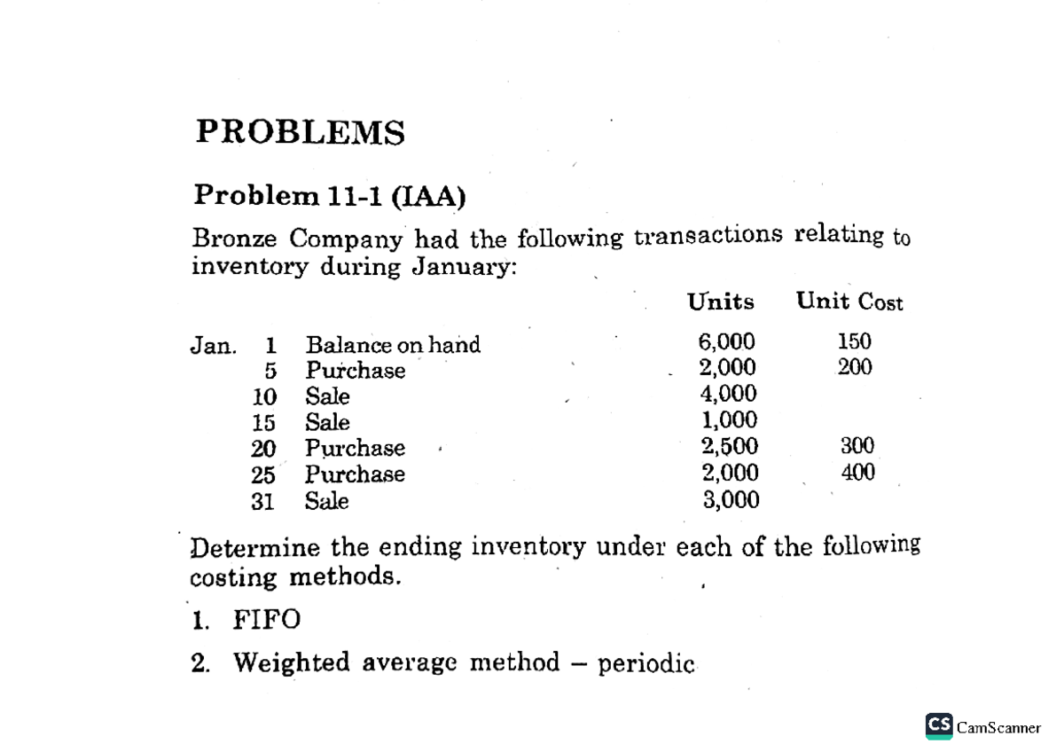 Inventory Costing Methods Analysis (IAA) - Bronze Company Report - Studocu