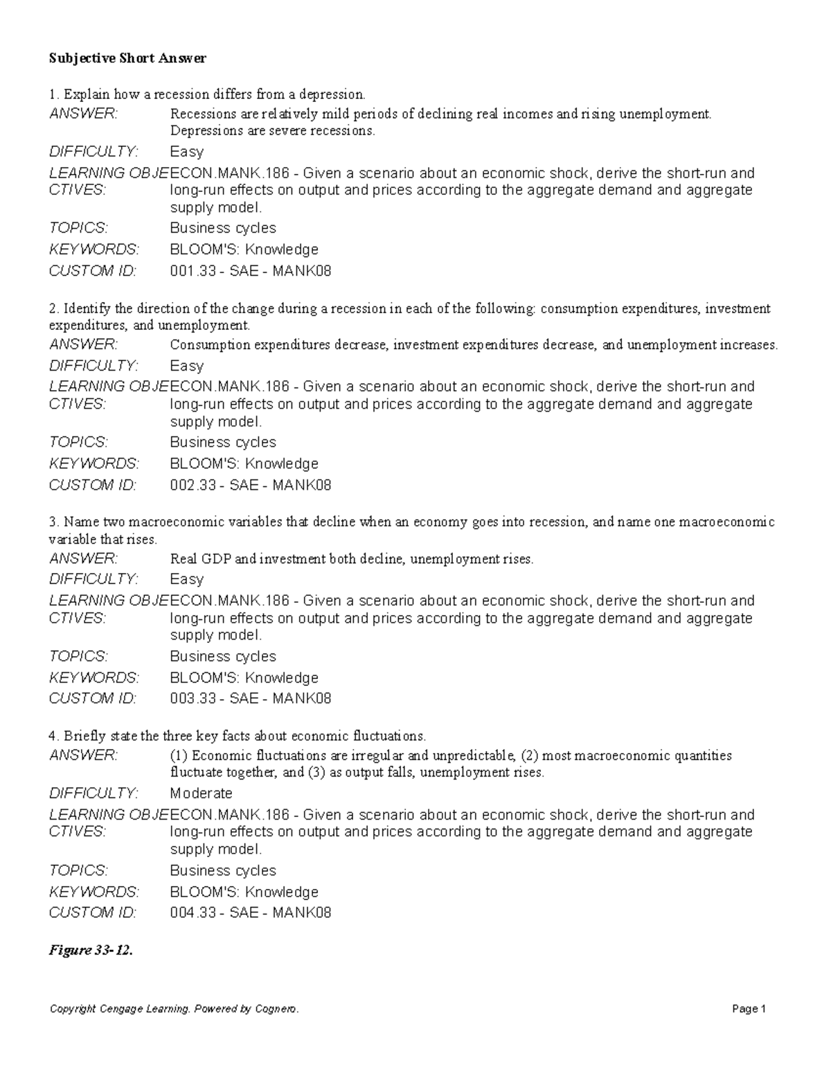 Short Answer & Essay Notes for ECON.MANK.186 - Chapter 33 - Studocu