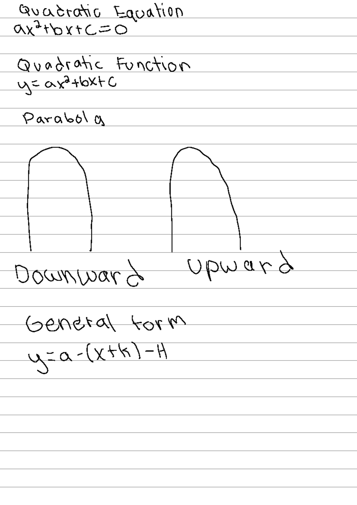 Note 3 - summary - mathematics 8 - Quadratic Equation Quadratic ...
