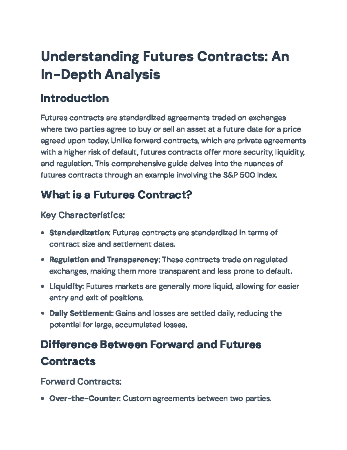 Understanding Futures Contracts: S&P 500 Example and Analysis ...