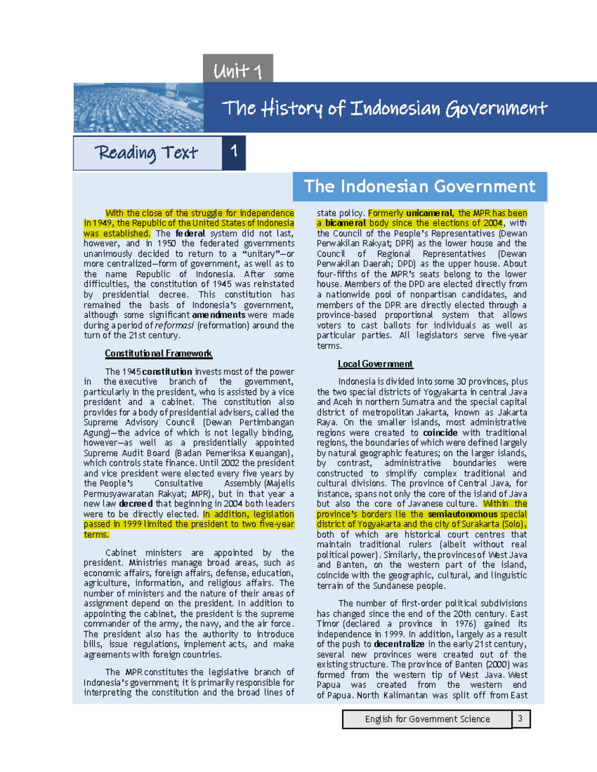 Unit 1-5: Overview of Indonesian Government Structure and History - Studocu