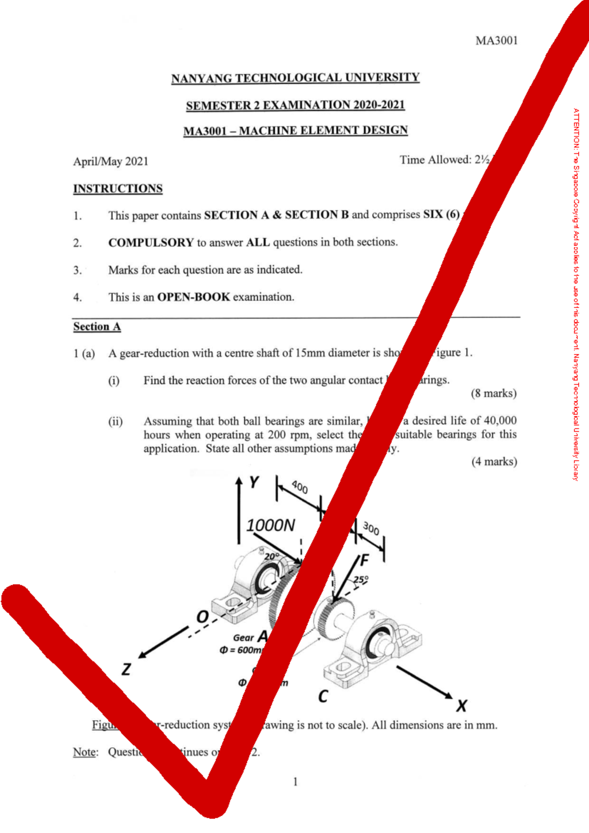 MA3001 Engineering Mechanics: Detailed Analysis and Calculations - Studocu