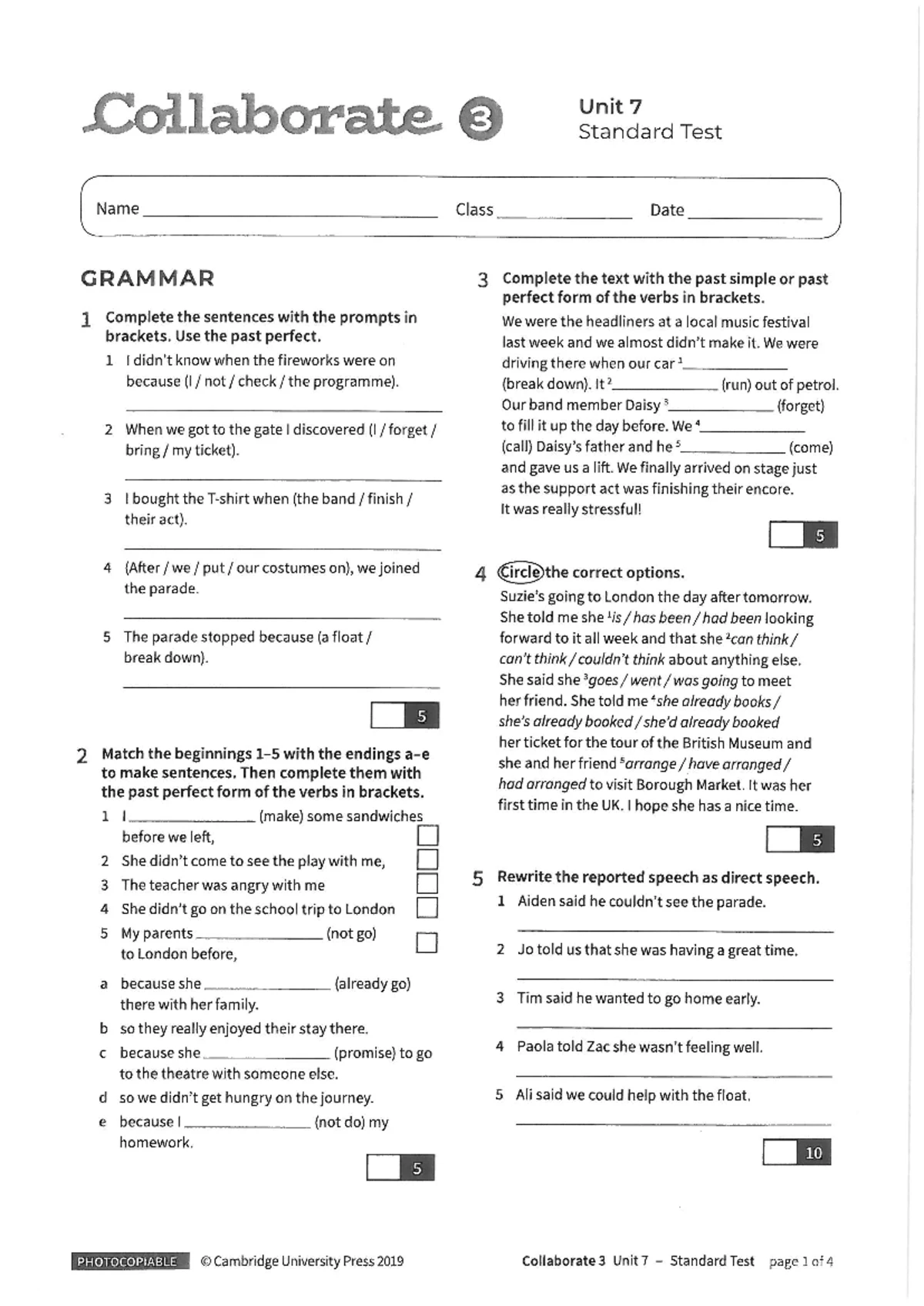 Open Up 3 Exam Notes - English Ed Unit 4 Activities and Vocabulary ...