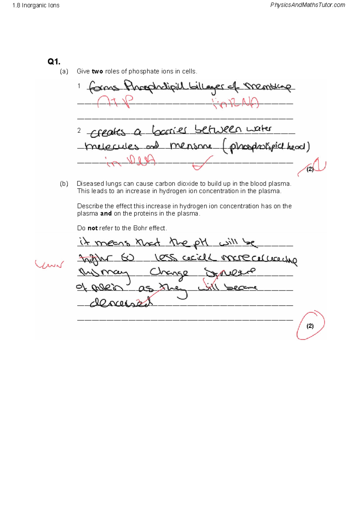 1.8 Inorganic Ions QP - Revision Practice Questions for Exam - Studocu