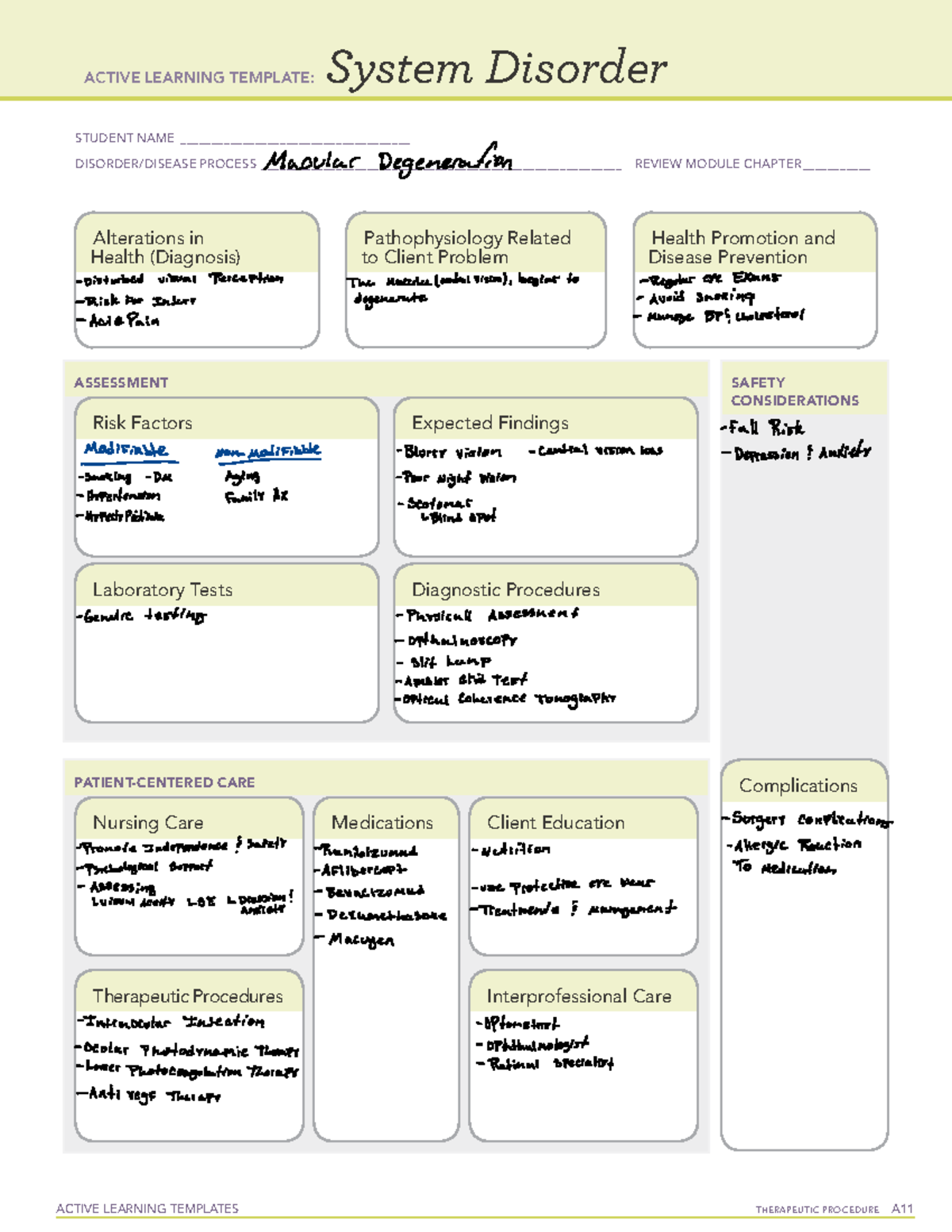 Macular Degeneration - ATI Therapeutic Procedure Guide - Studocu