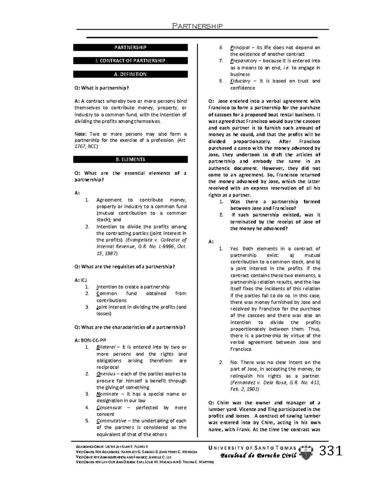 UST Golden Notes 2011: Comprehensive Guide on Partnership Law - Studocu