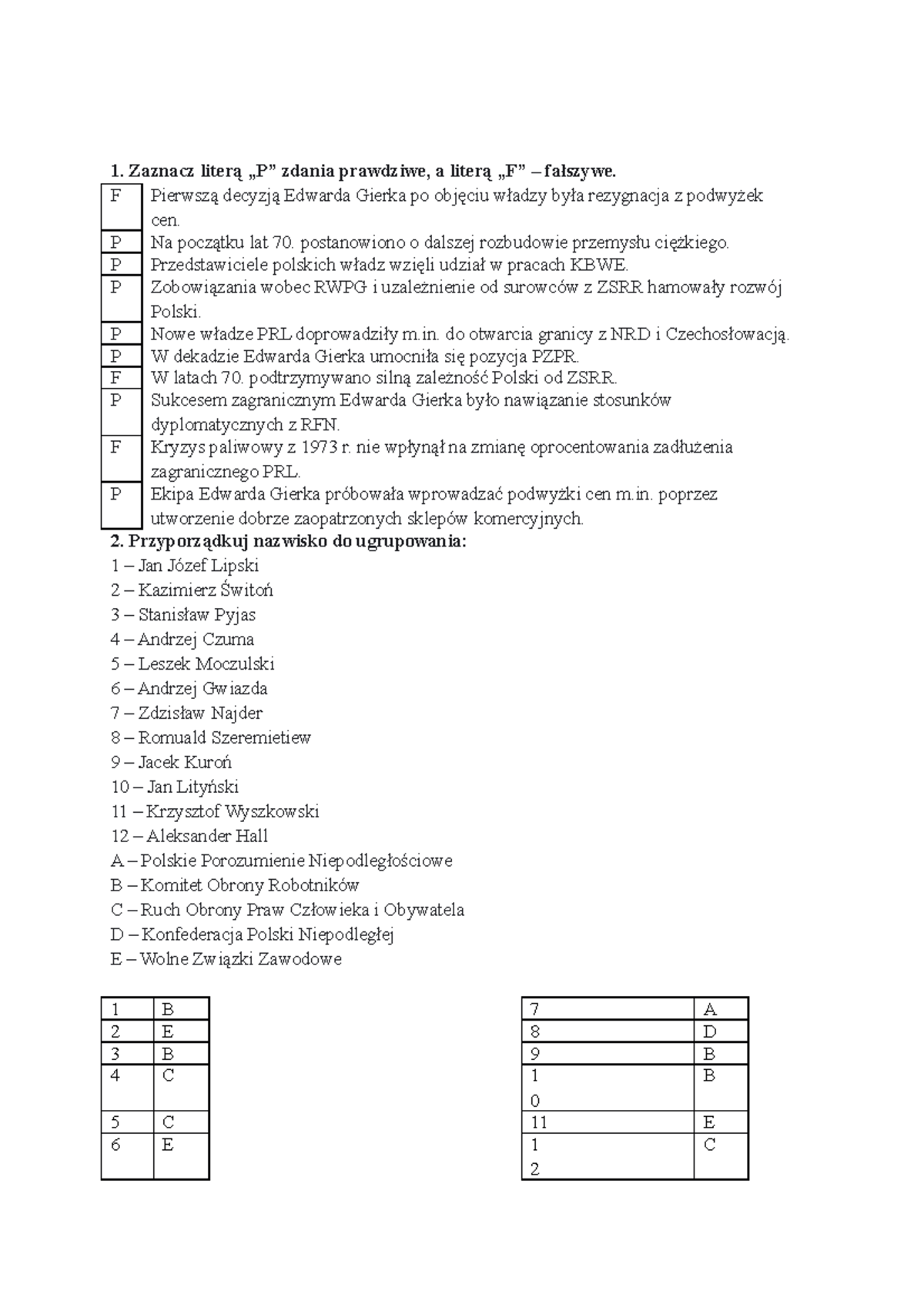 Karta pracy - dział VI - awdwa - Zaznacz literą „P” zdania prawdziwe, a ...
