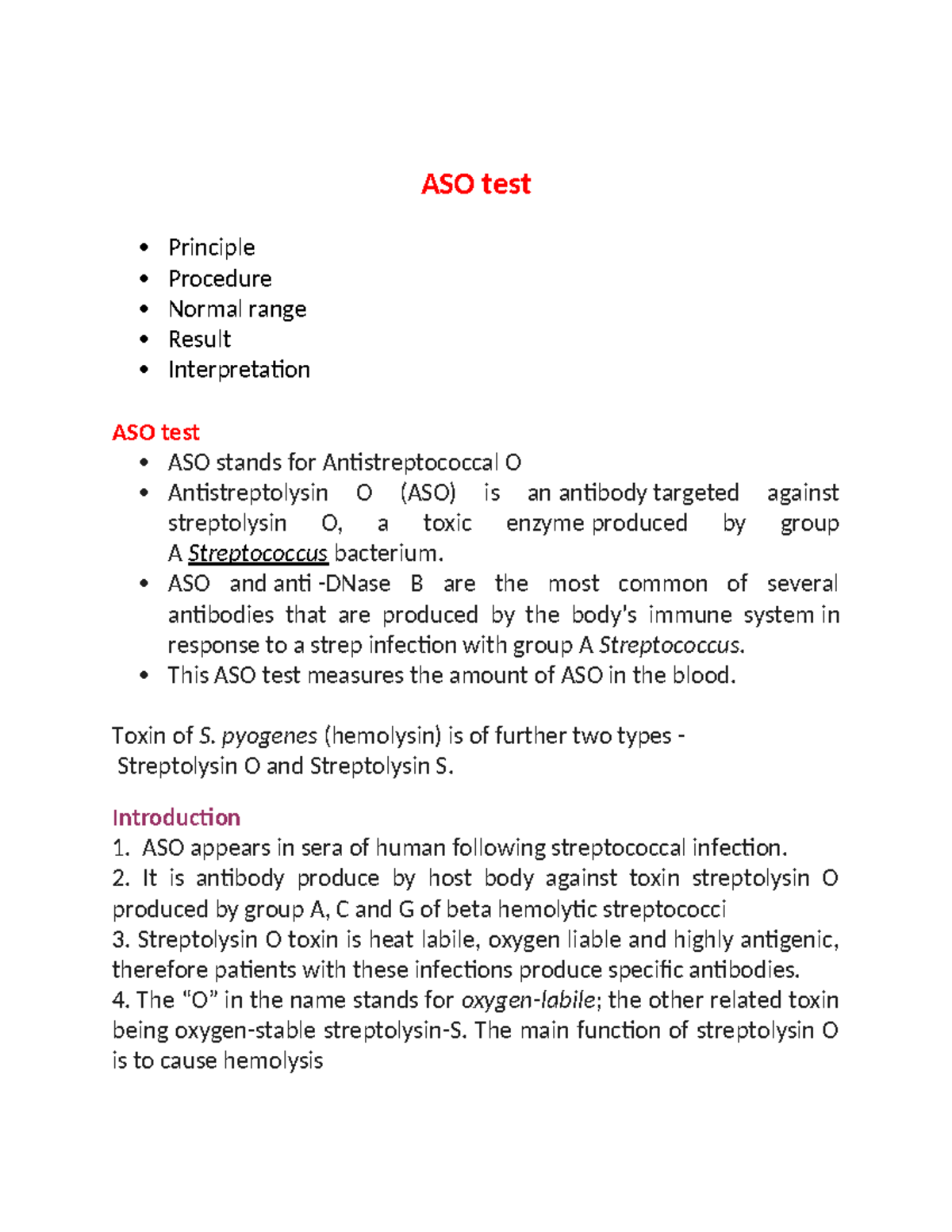 ASO Test and Serological Procedures: Principles and Interpretations ...