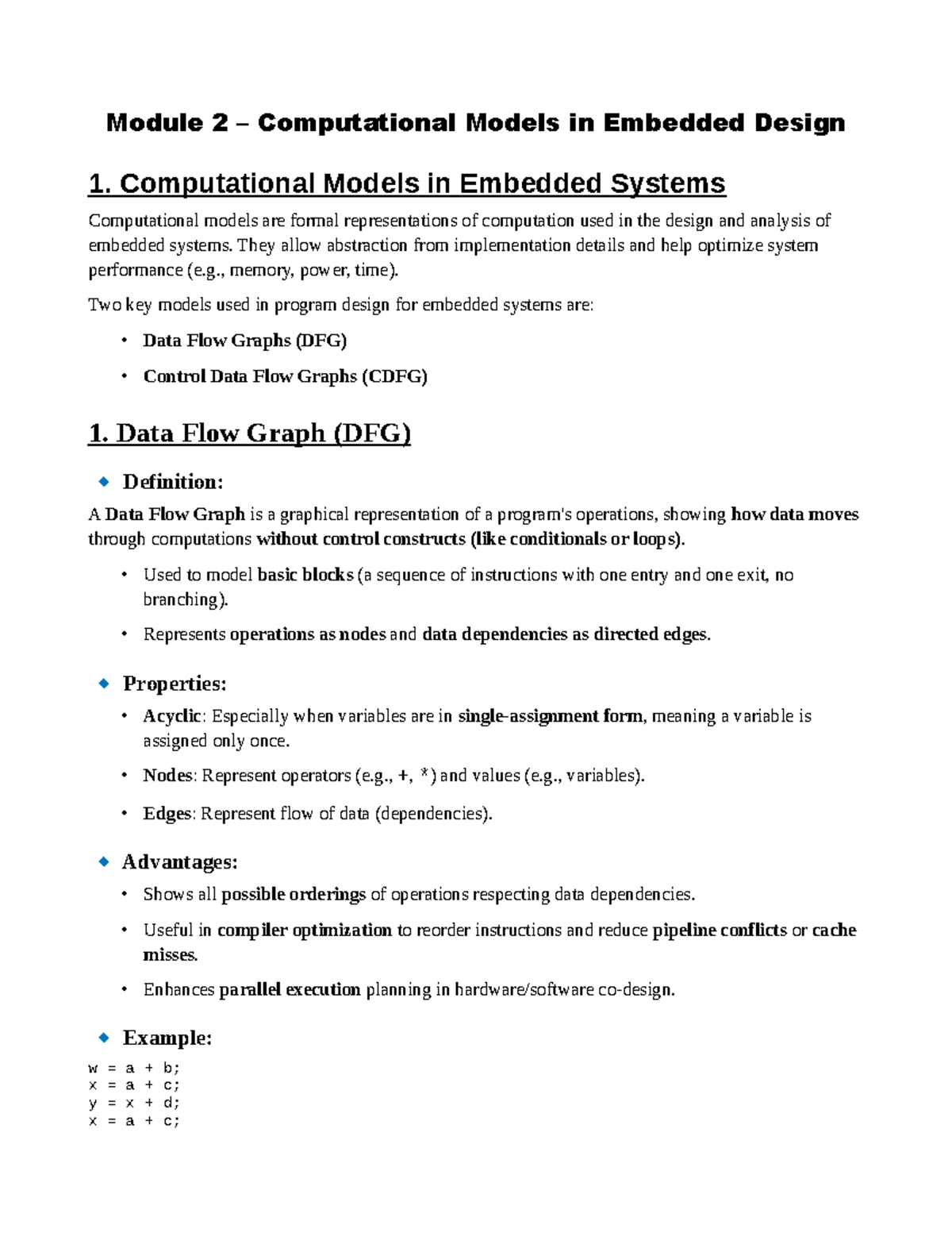 CST464-Embedded Systems: Module 2 - Computational Models Analysis - Studocu