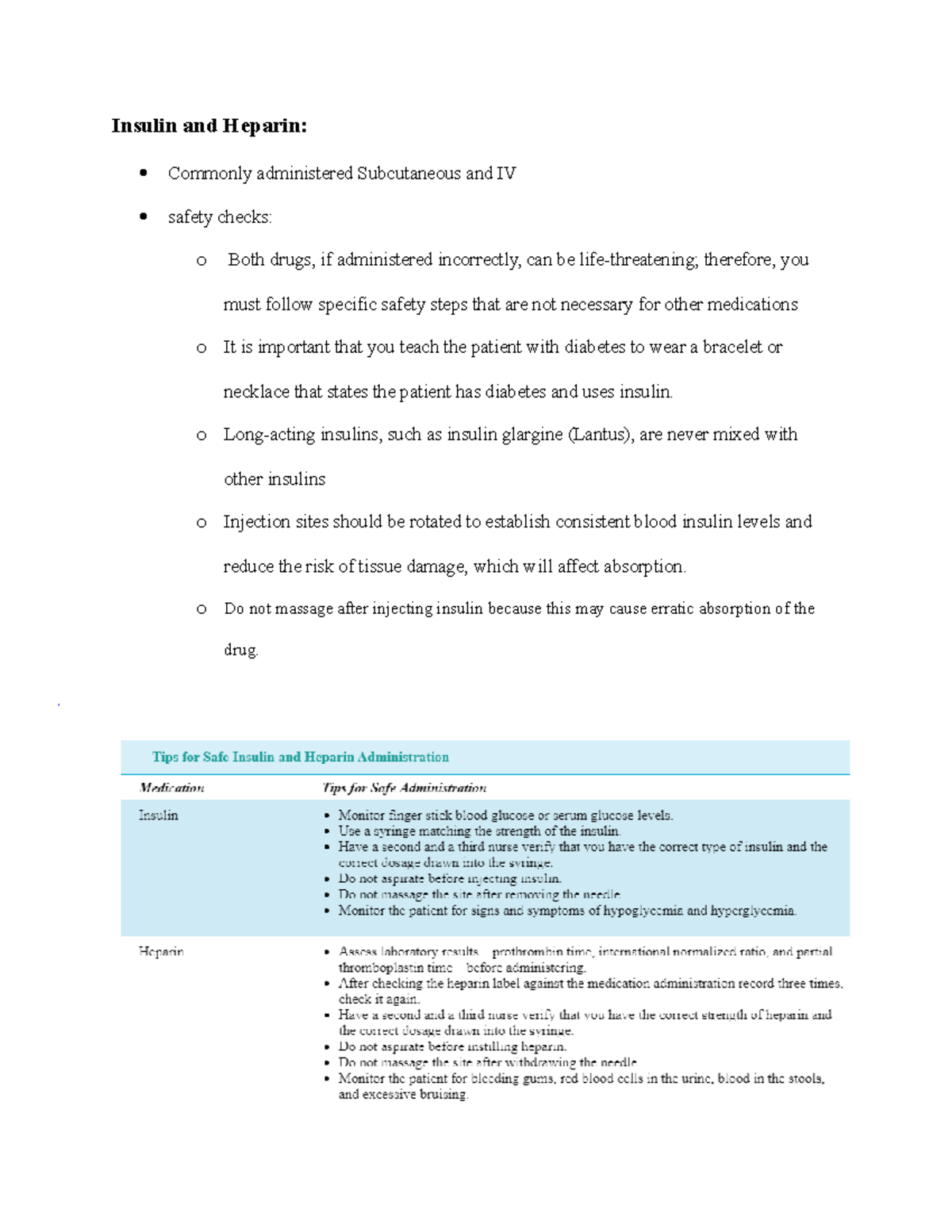 Insulin and Heparin: Safety Guidelines for Subcutaneous and IV Use ...