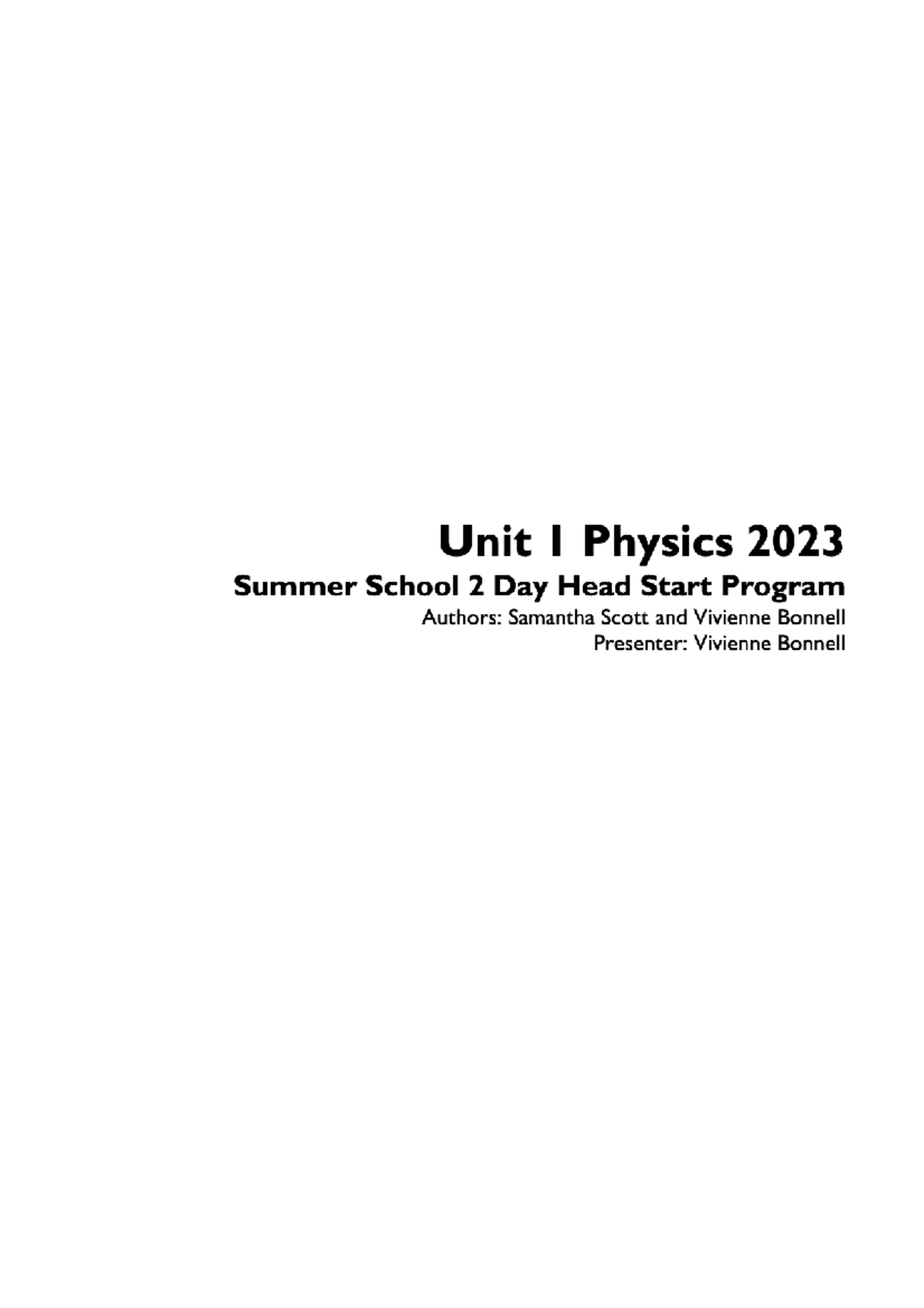 Unit 1 VCE Physics Notes - Summer School 2023 Comprehensive Guide - Studocu