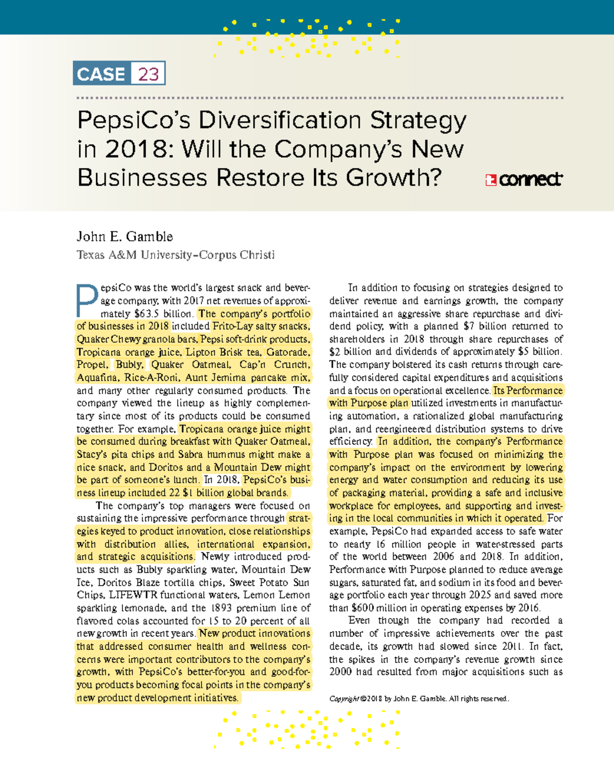 Case 120 - PepsiCo's Diversification Strategy in 2018: A Growth ...