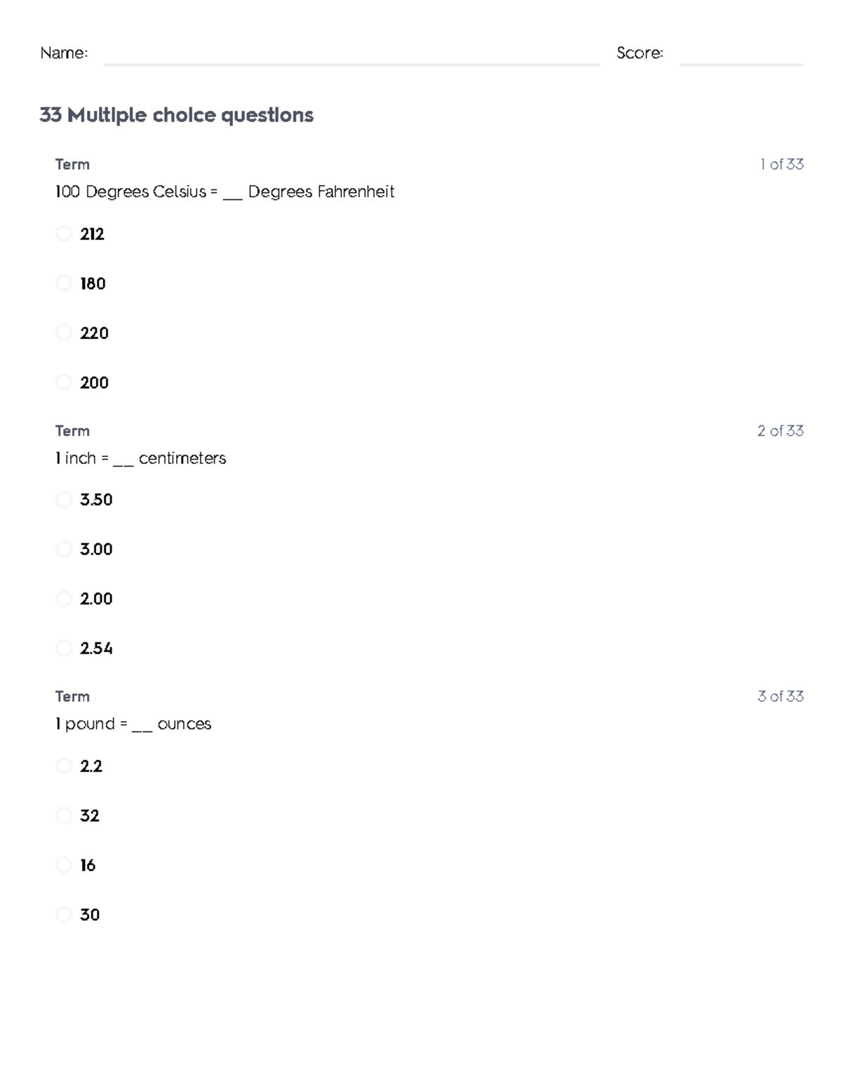 HESI A2 Math Conversions Quizlet: 33 Sample Questions - Studocu