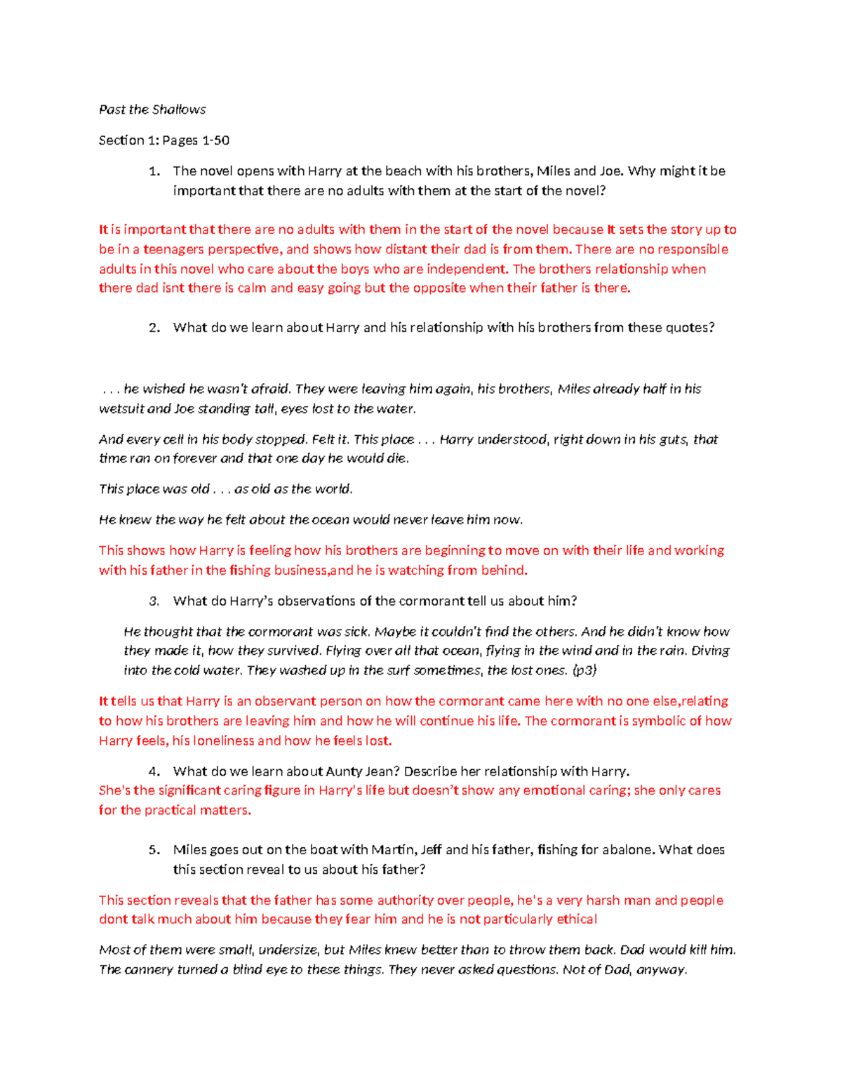 Past the Shallows: In-Depth Study Guide for Analysis and Themes - Studocu