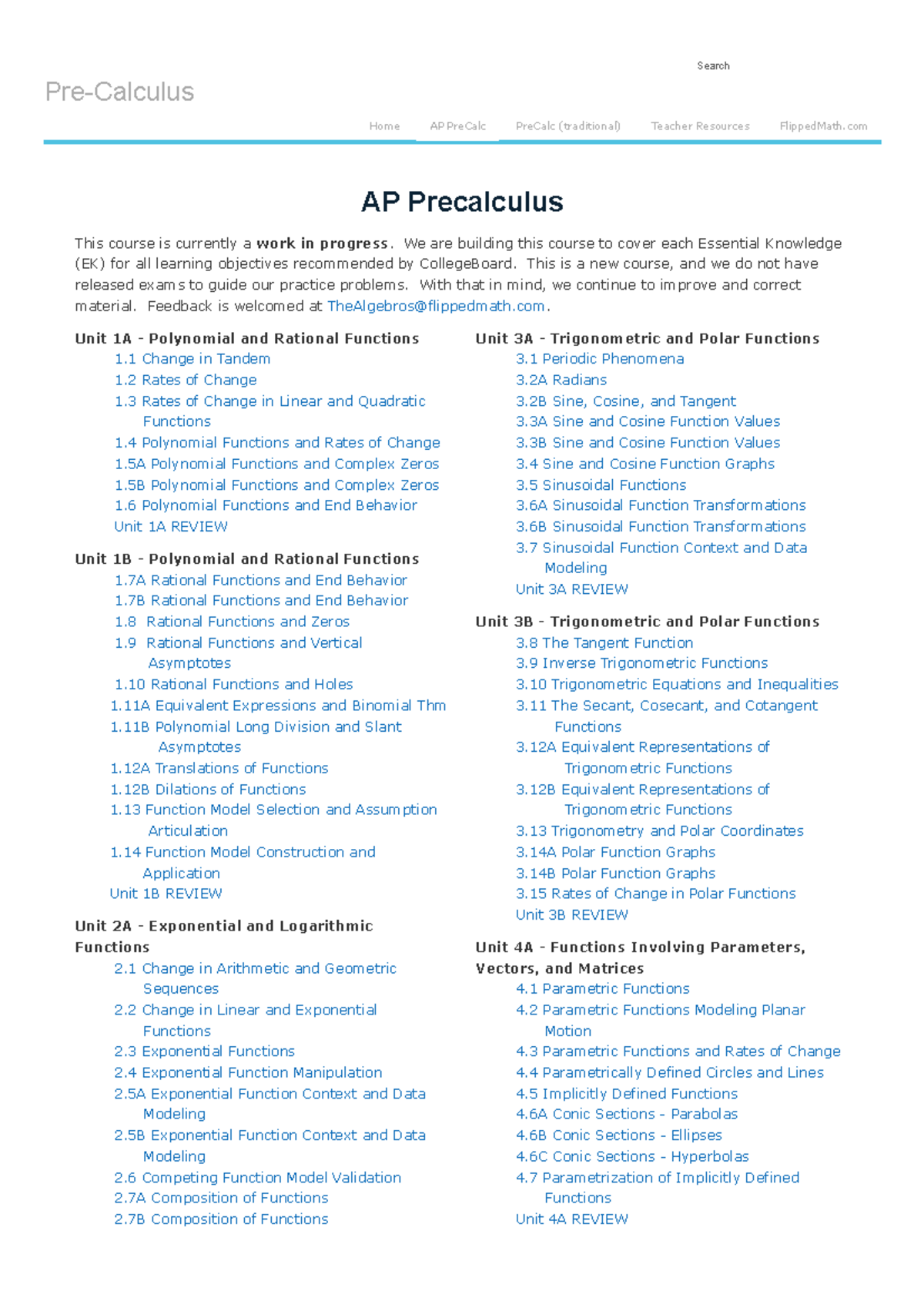AP PreCalc - Comprehensive Teacher Resources and Course Guide - Studocu